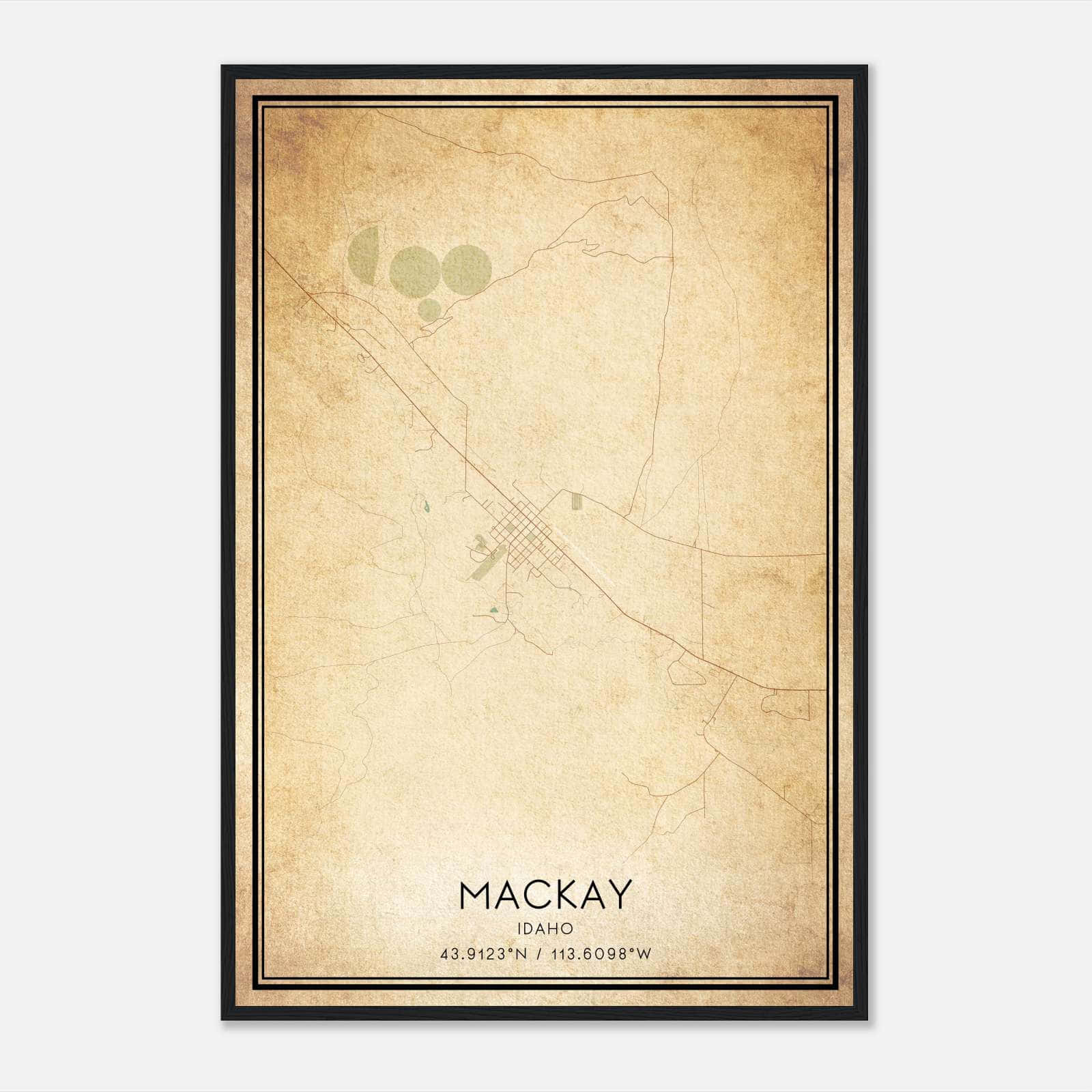 Vintage Mackay Idaho Map Poster, Mackay ID City Road Wall Art Print ...