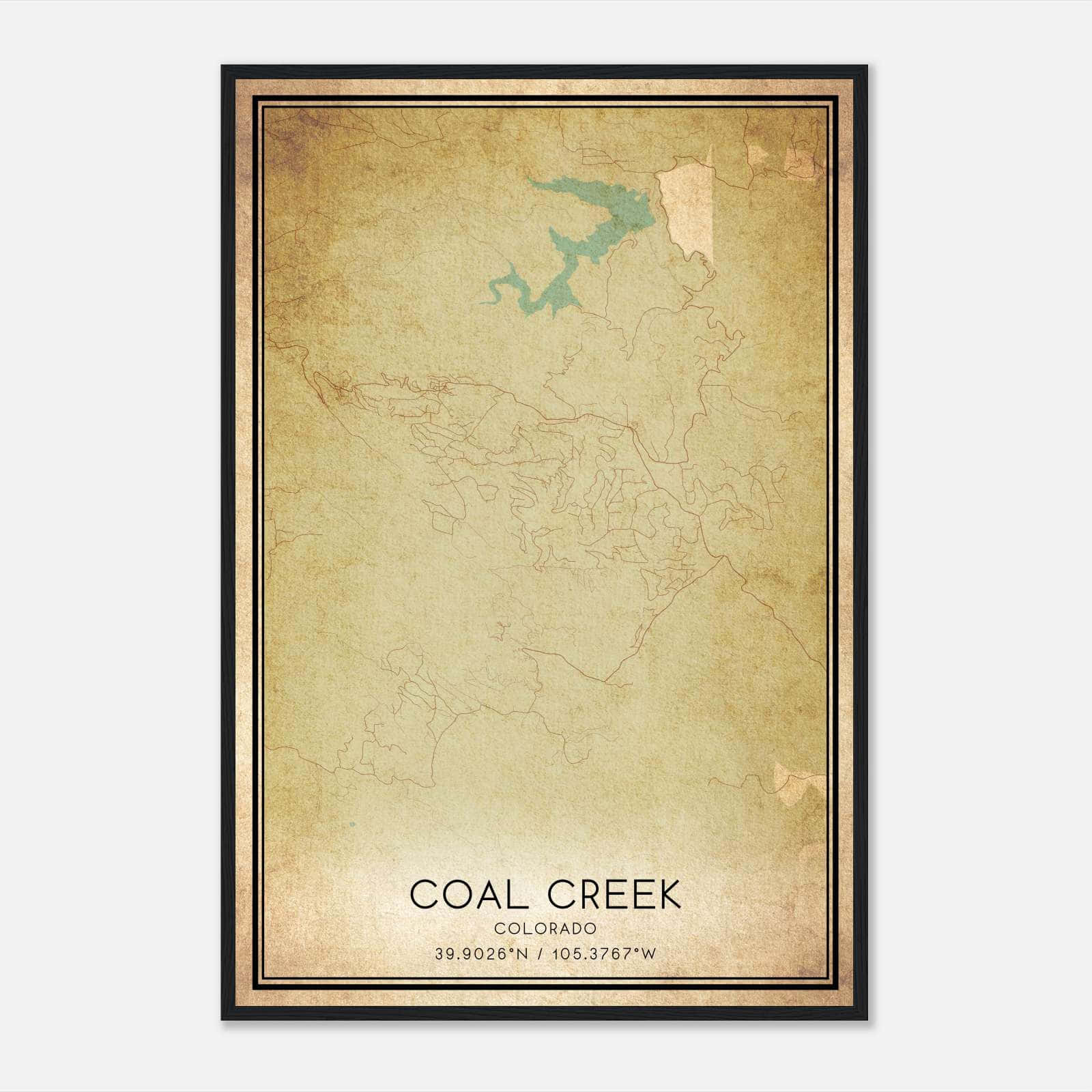 Vintage Coal Creek Colorado Map Poster, Coal Creek CO City Road Wall ...