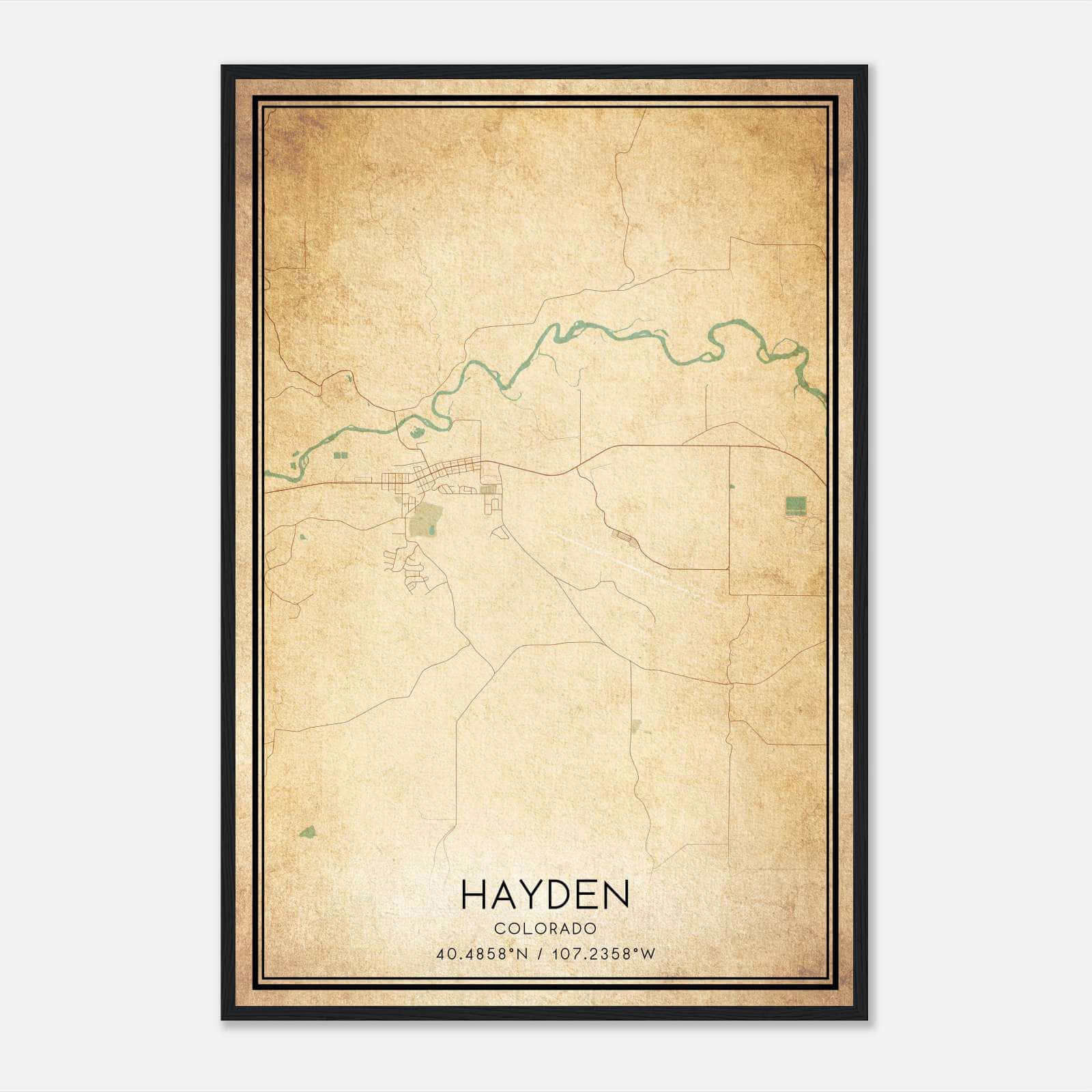 Vintage Hayden Colorado Map Poster, Hayden CO City Road Wall Art Print ...