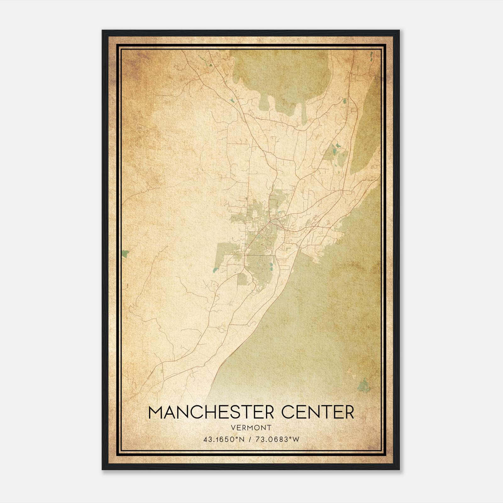 Vintage Manchester Center Vermont Map Poster, Manchester Center VT City ...