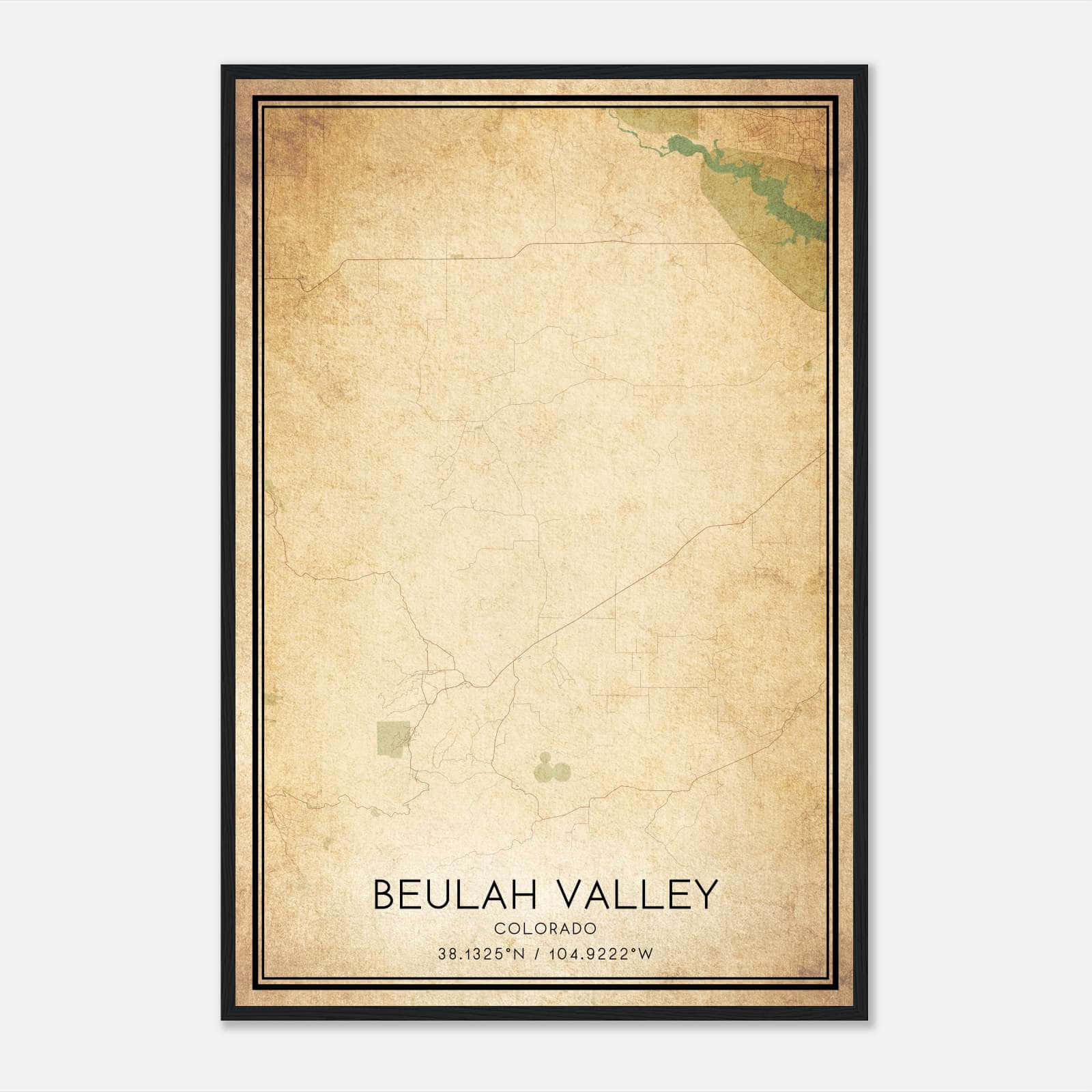 Vintage Beulah Valley Colorado Map Poster, Beulah Valley CO City Road ...