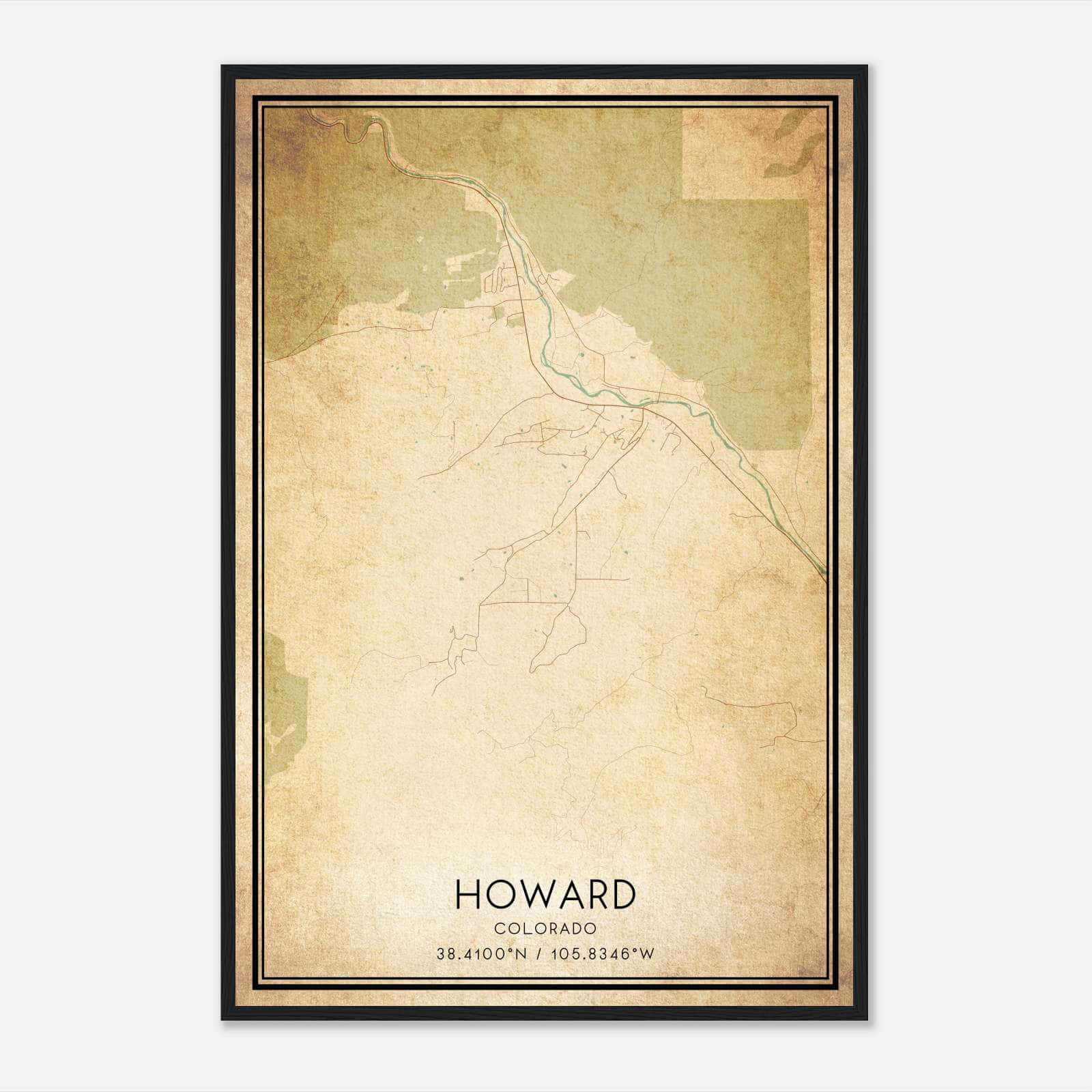 Vintage Howard Colorado Map Poster, Howard CO City Road Wall Art Print ...