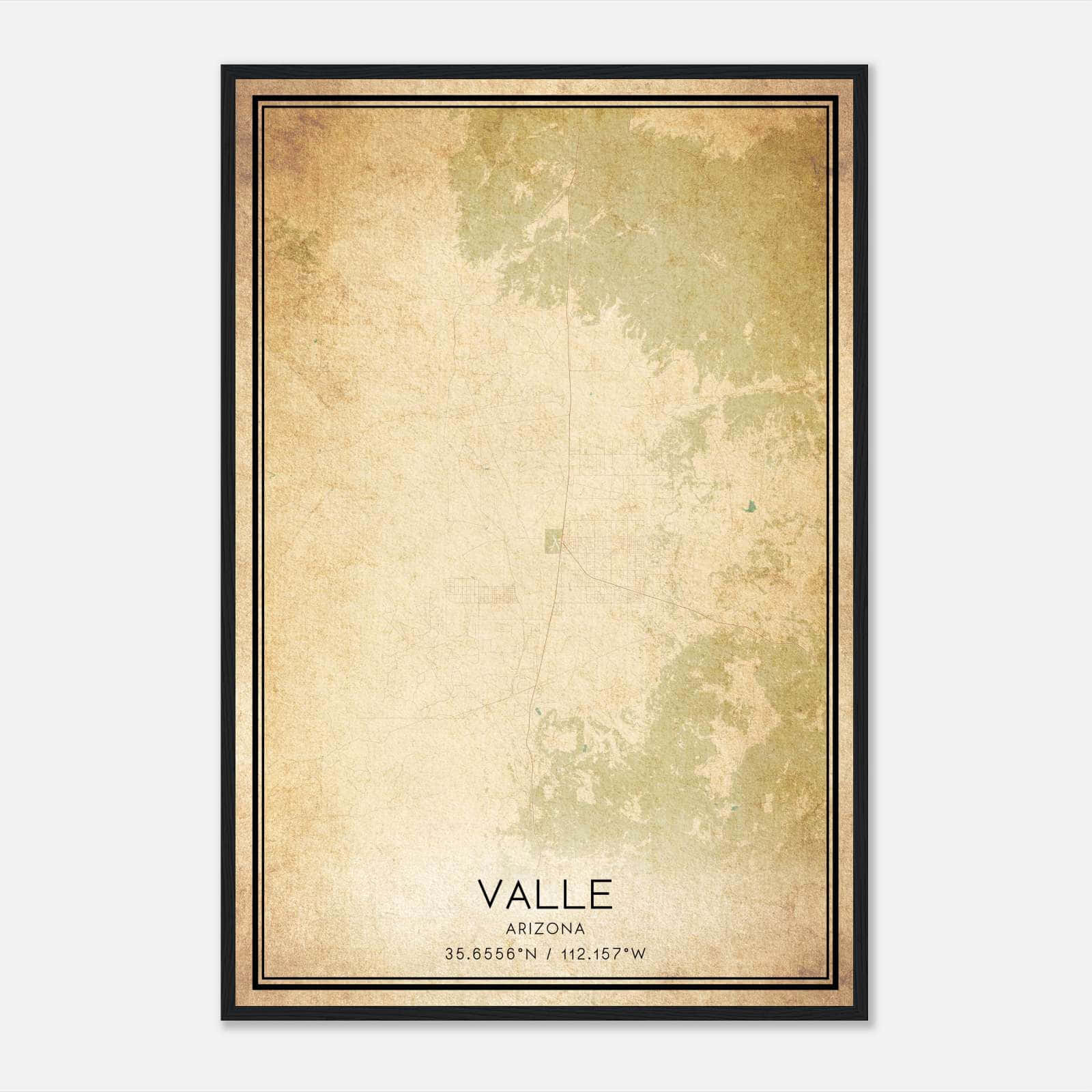 Vintage Valle Arizona Map Poster, Valle AZ City Road Wall Art Print ...
