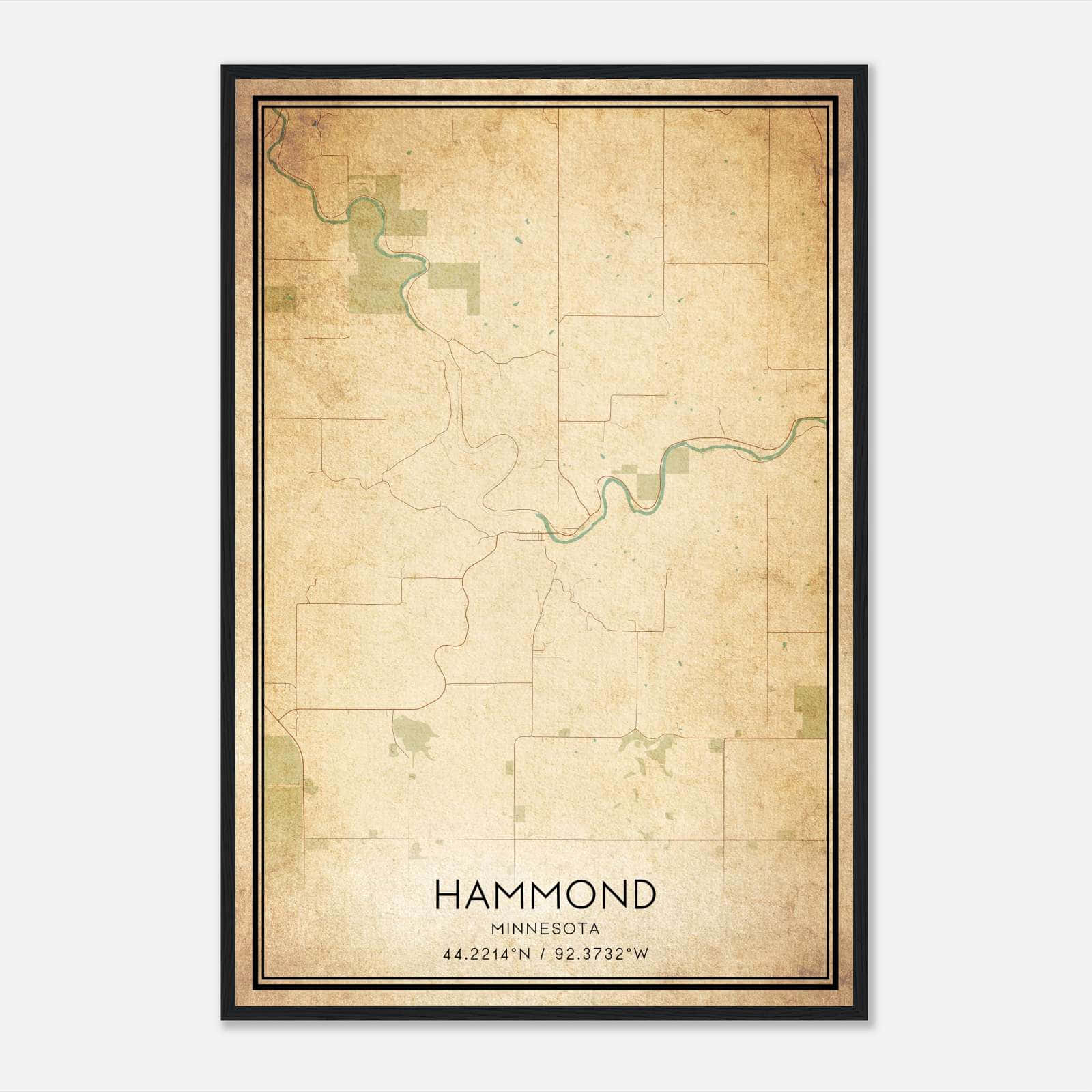 Vintage Hammond Minnesota Map Poster, Hammond MN City Road Wall Art ...