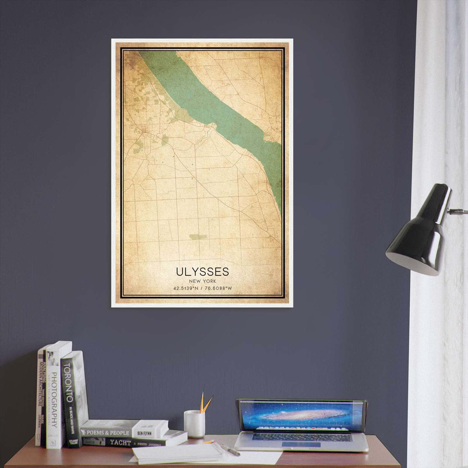 Vintage Ulysses New York Map Poster, Ulysses NY City Road Wall Art ...