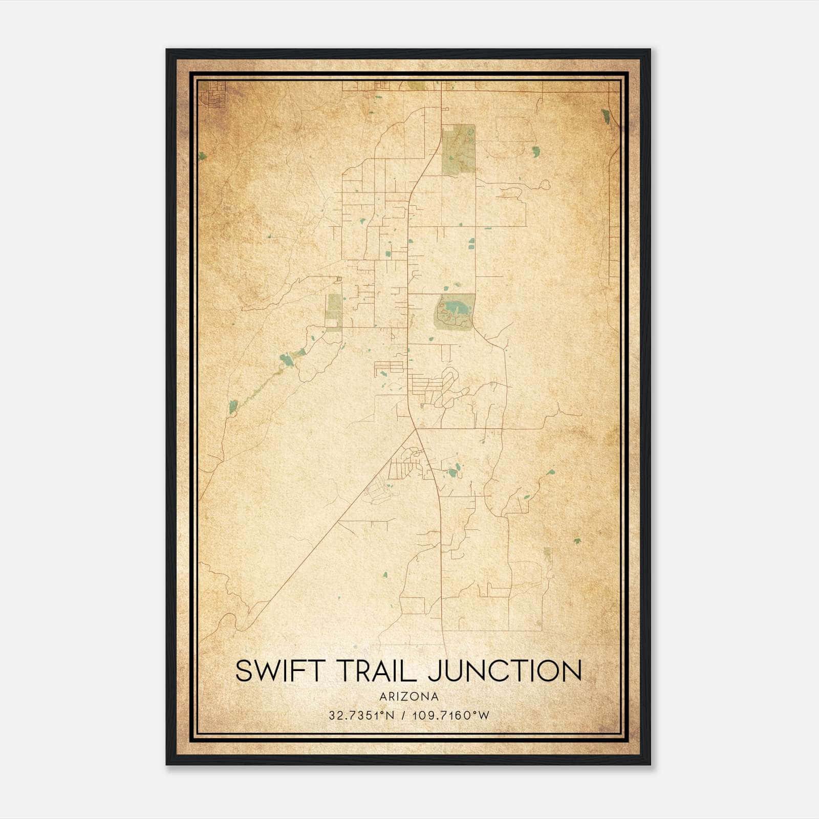 Vintage Swift Trail Junction Arizona Map Poster, Swift Trail Junction ...