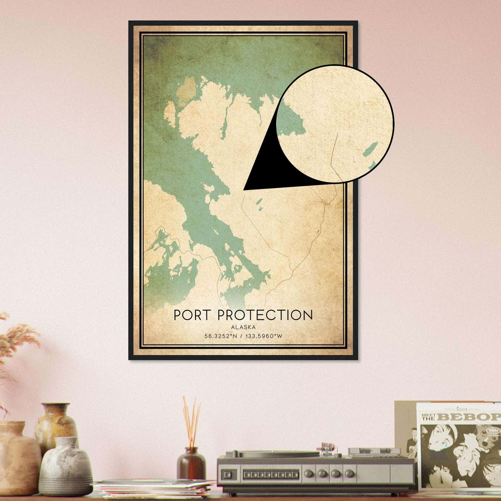 Vintage Port Protection Alaska Map Poster, Port Protection AK City Road ...