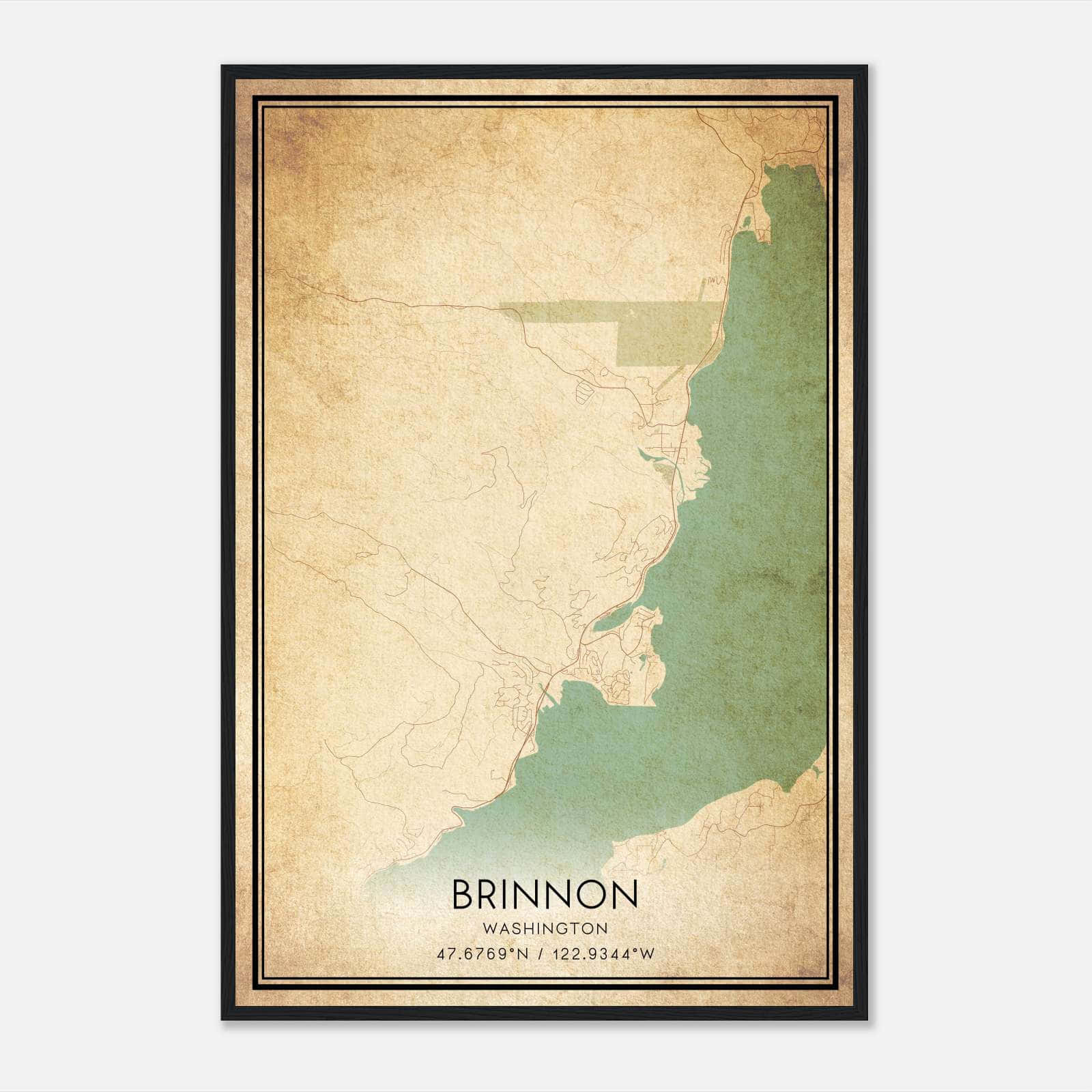 Vintage Brinnon Washington Map Poster, Brinnon WA City Road Wall Art ...
