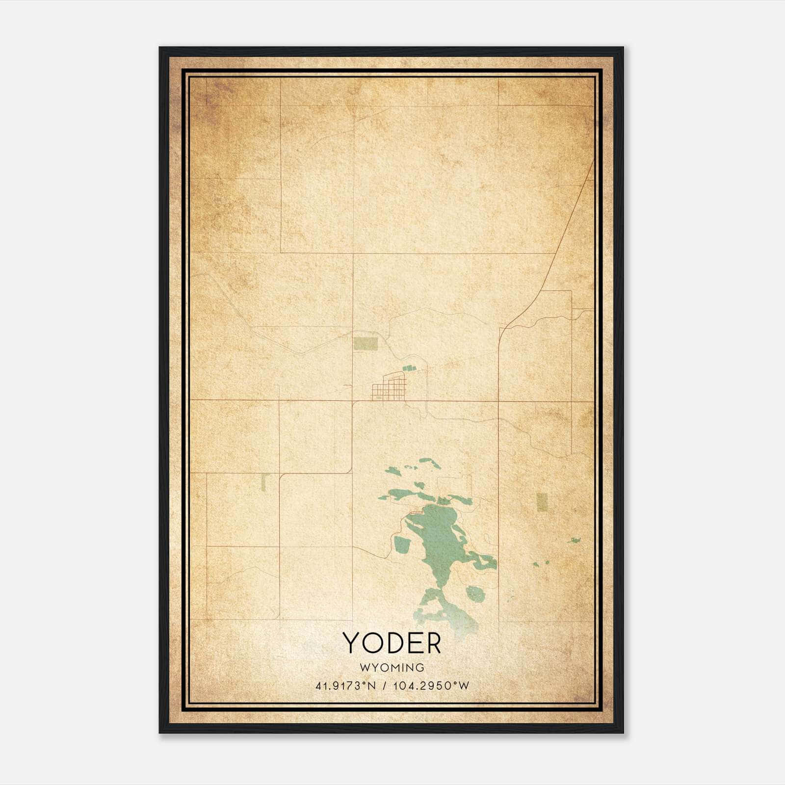 Vintage Yoder Wyoming Map Poster, Yoder WY City Road Wall Art Print ...