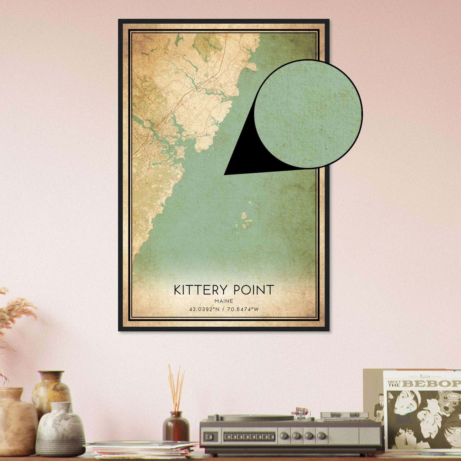 Vintage Kittery Point Maine Map Poster, Kittery Point ME City Road Wall ...