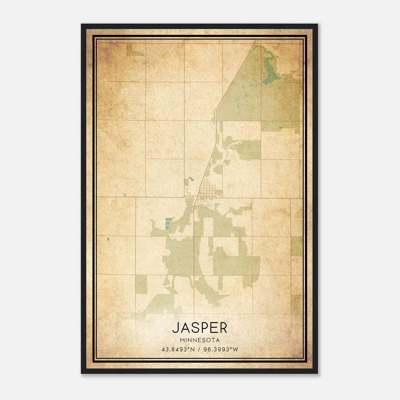 Vintage Jasper Minnesota Map Poster, Jasper MN City Road Wall Art Print ...