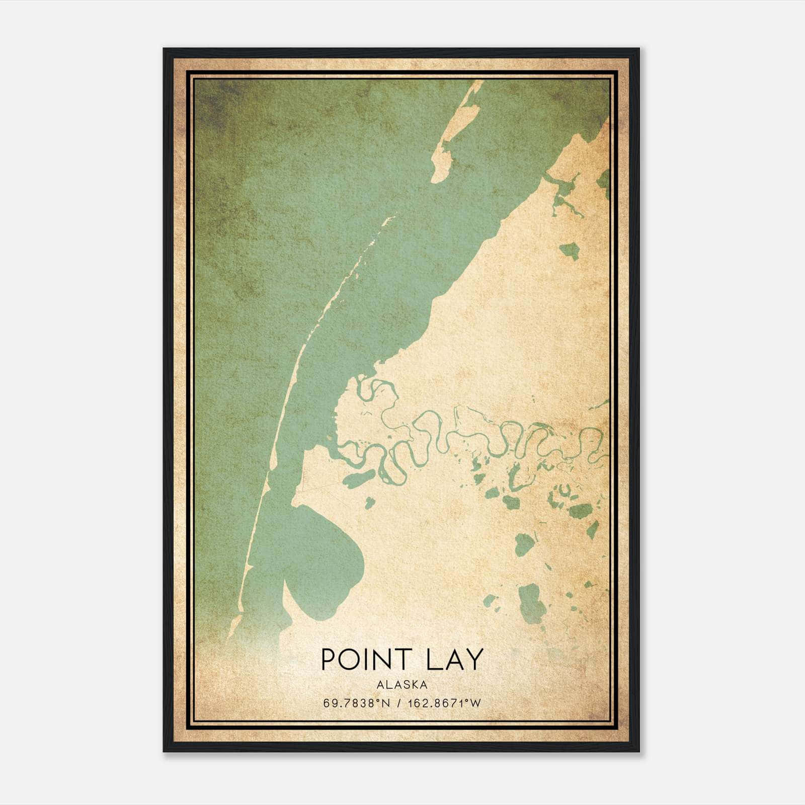 Vintage Point Lay Alaska Map Poster, Point Lay AK City Road Wall Art ...