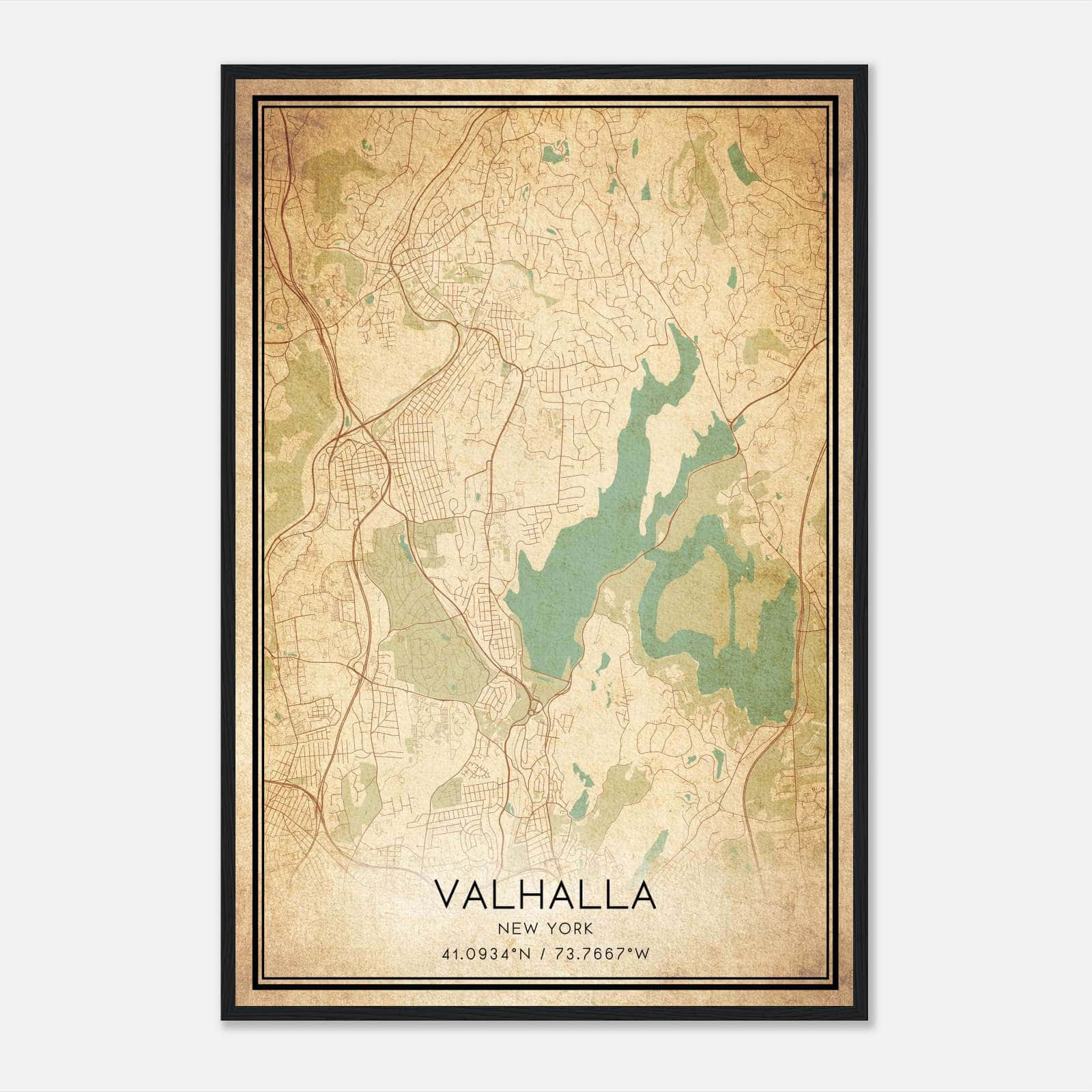 Vintage Valhalla New York Map Poster, Valhalla NY City Road Wall Art ...