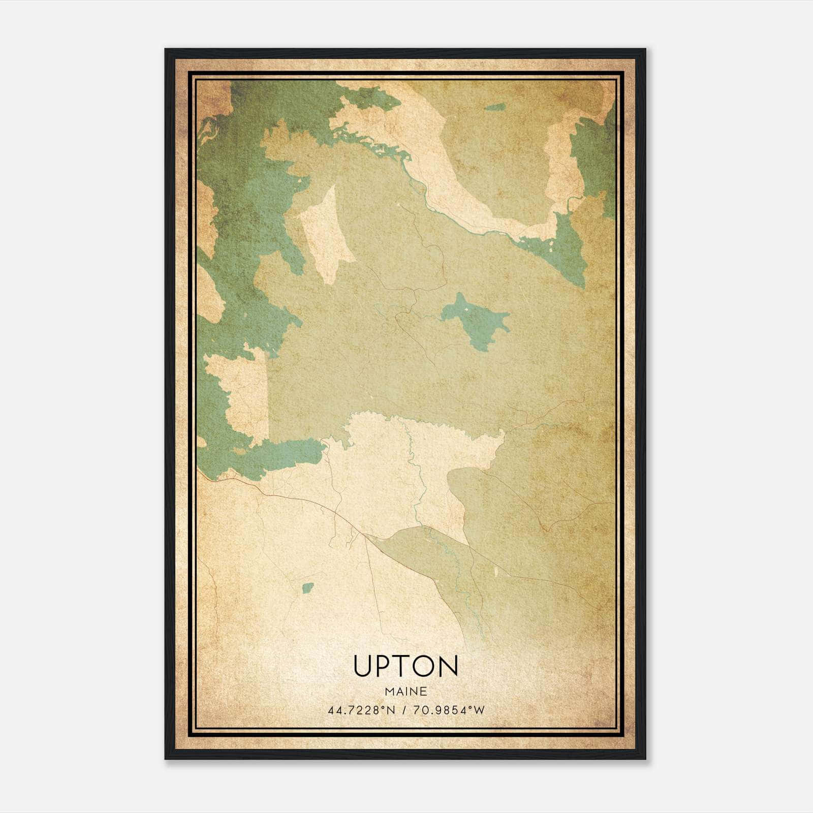 Vintage Upton Maine Map Poster, Upton ME City Road Wall Art Print ...