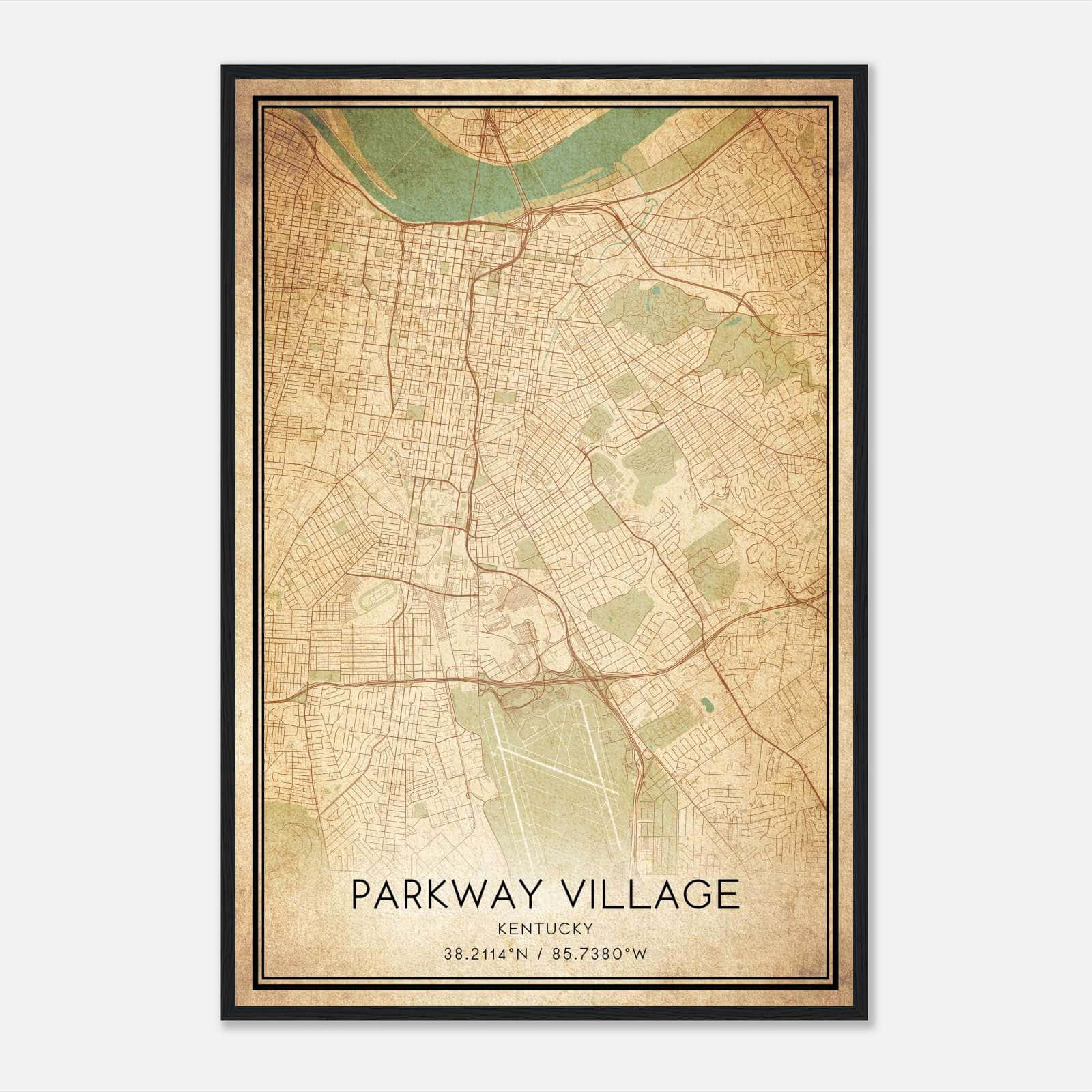 Vintage Parkway Village Kentucky Map Poster, Parkway Village KY City ...