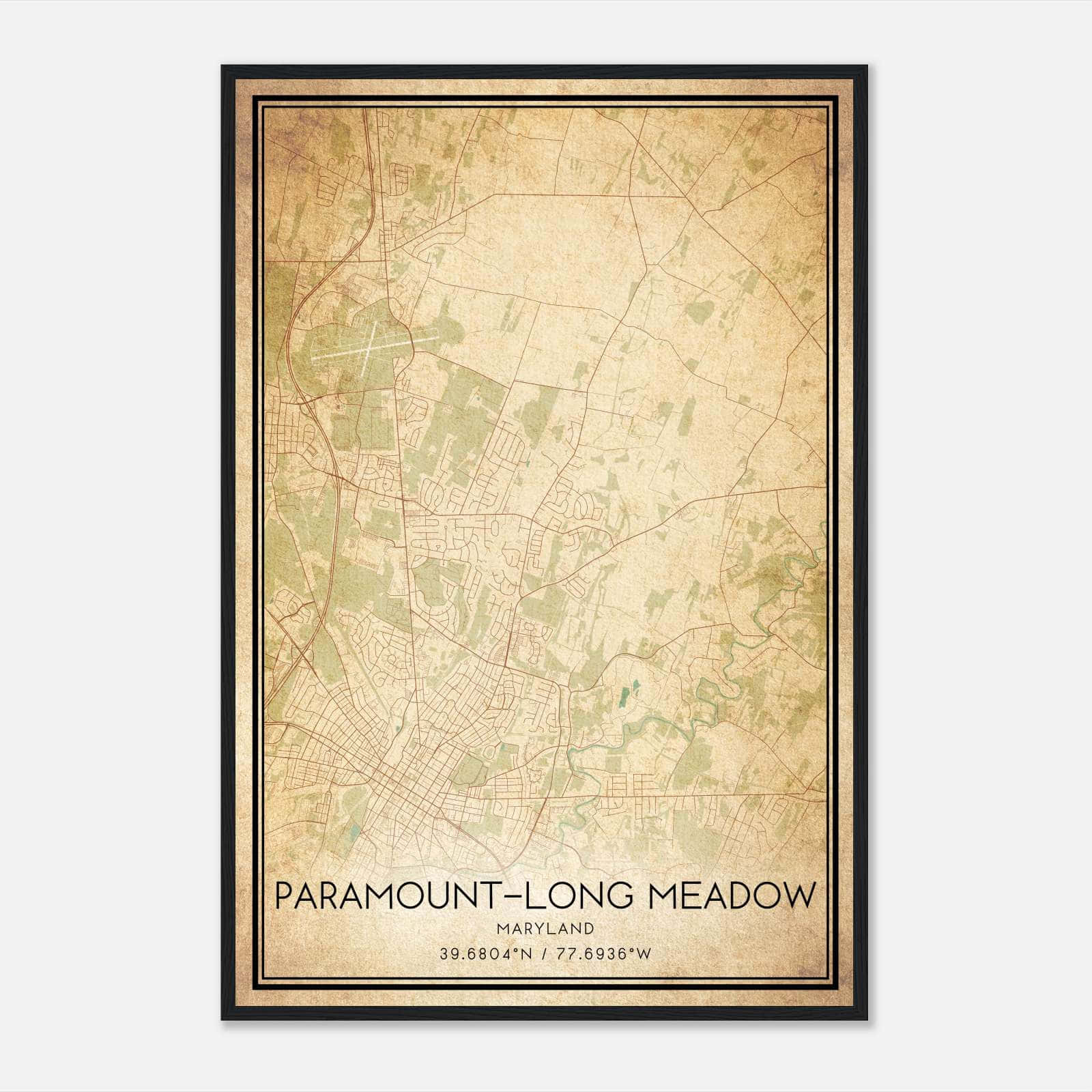 Vintage Paramount-Long Meadow Maryland Map Poster, Paramount-Long ...
