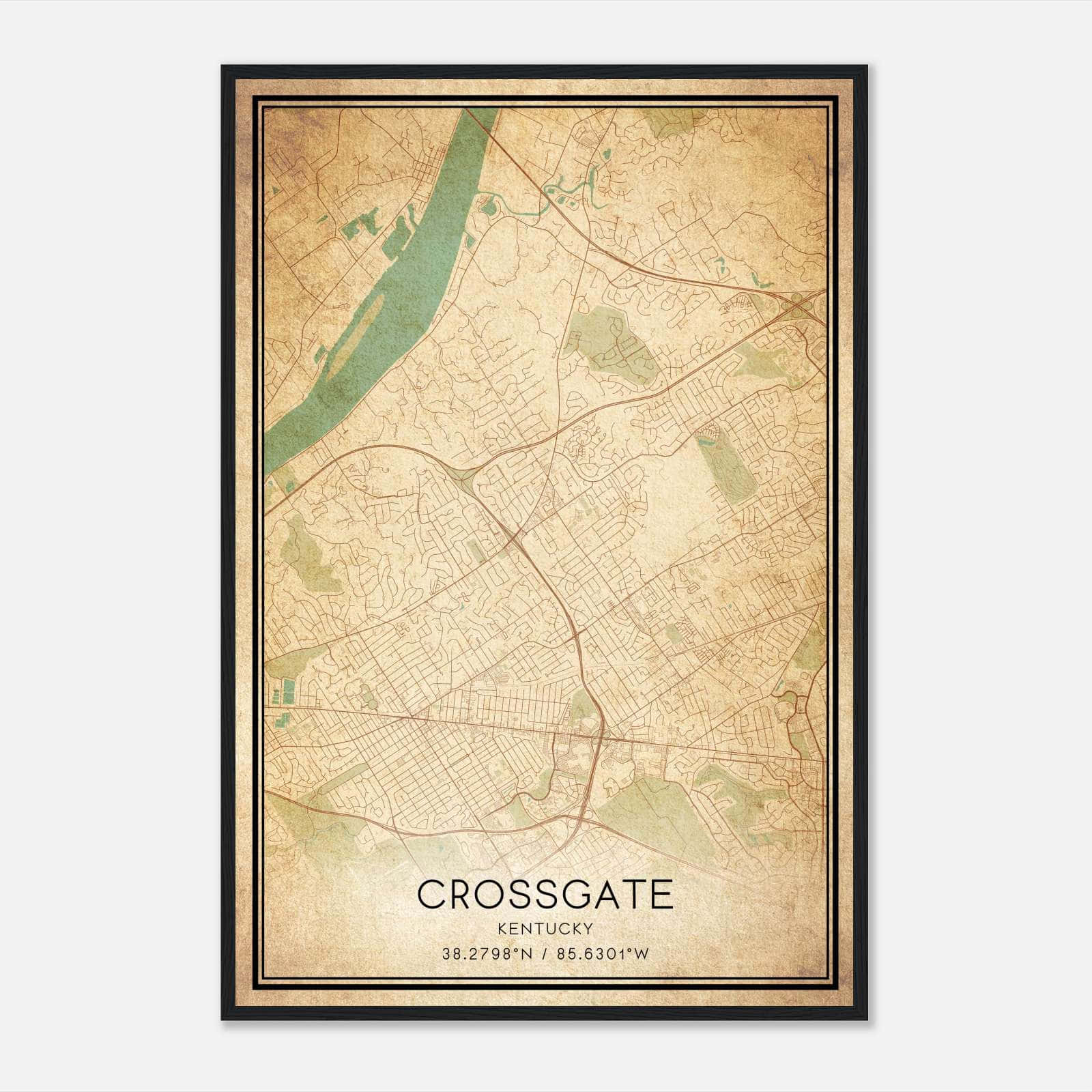 Vintage Crossgate Kentucky Map Poster, Crossgate KY City Road Wall Art ...