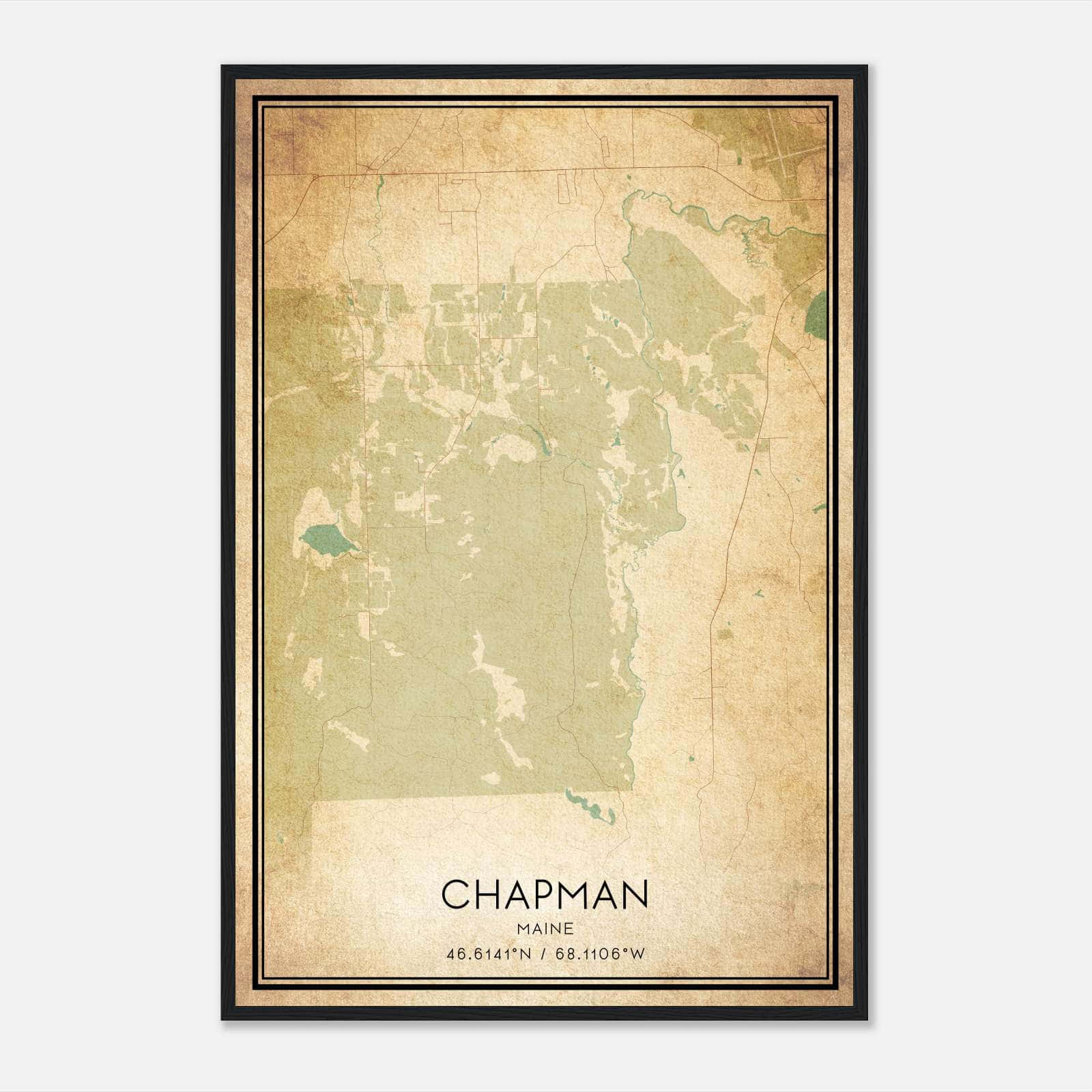 Vintage Chapman Maine Map Poster, Chapman ME City Road Wall Art Print ...