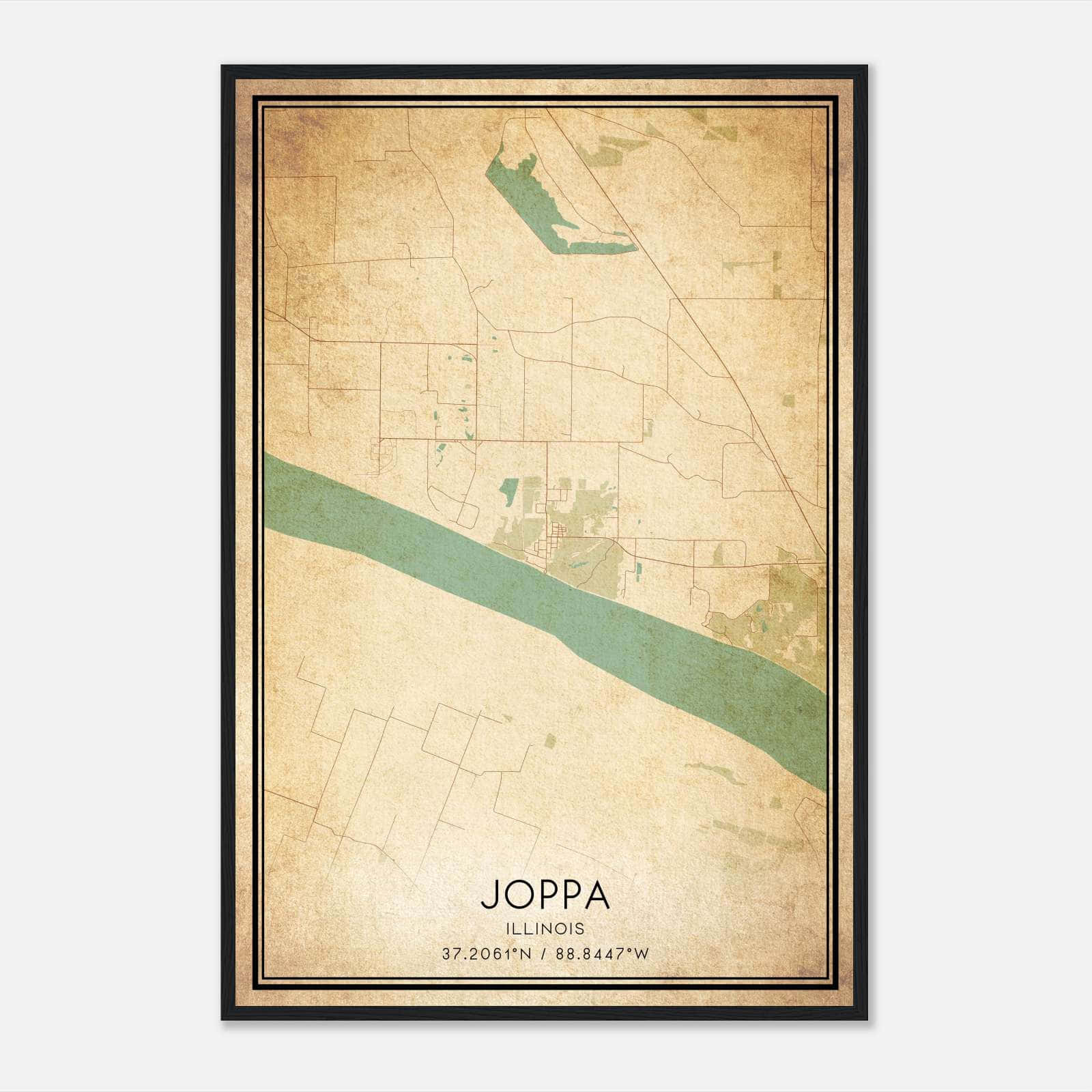 Vintage Joppa Illinois Map Poster, Joppa IL City Road Wall Art Print ...