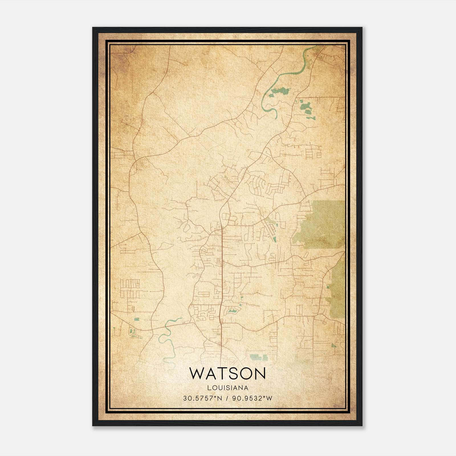 Vintage Watson Louisiana Map Poster, Watson LA City Road Wall Art Print ...