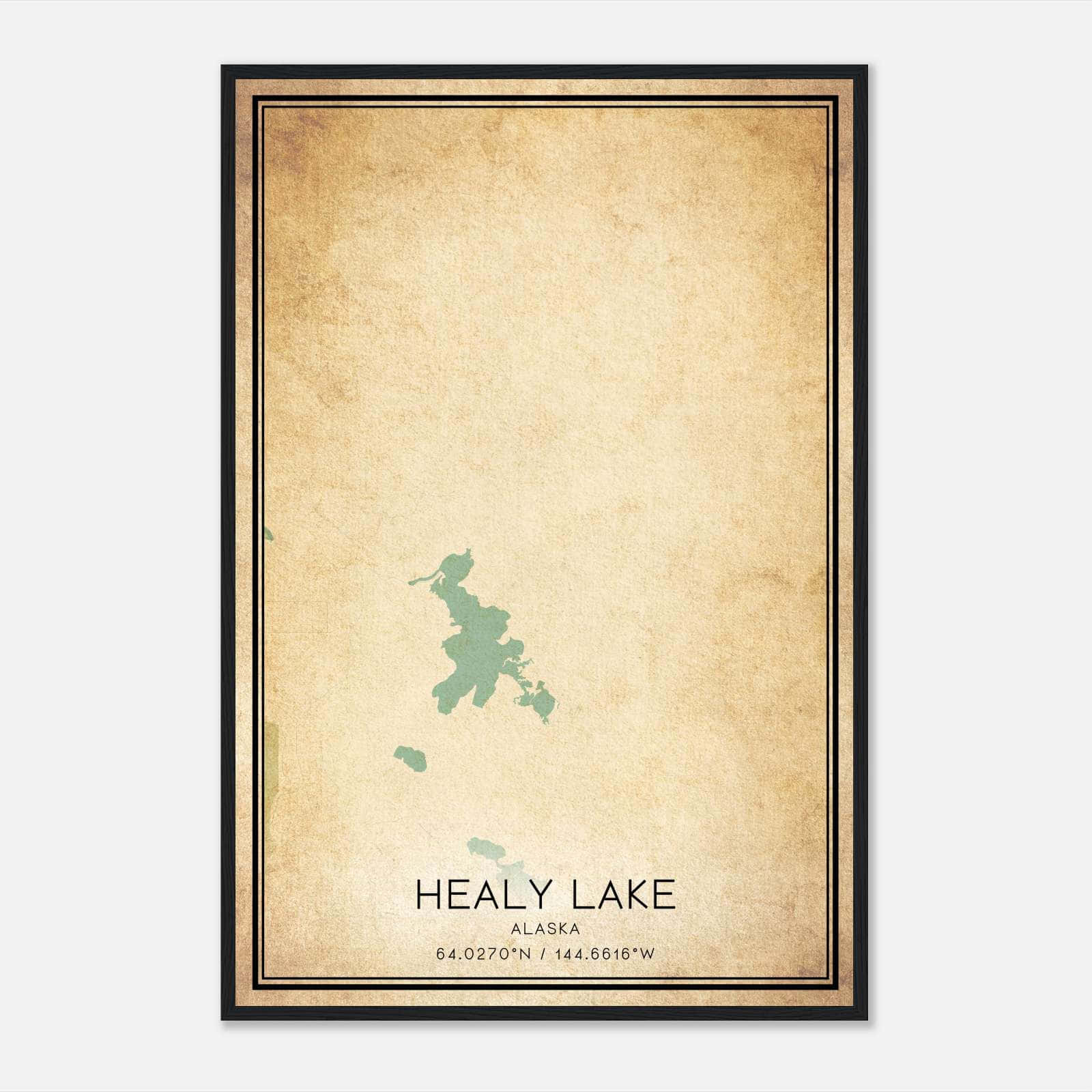 Vintage Healy Lake Alaska Map Poster, Healy Lake AK City Road Wall Art ...