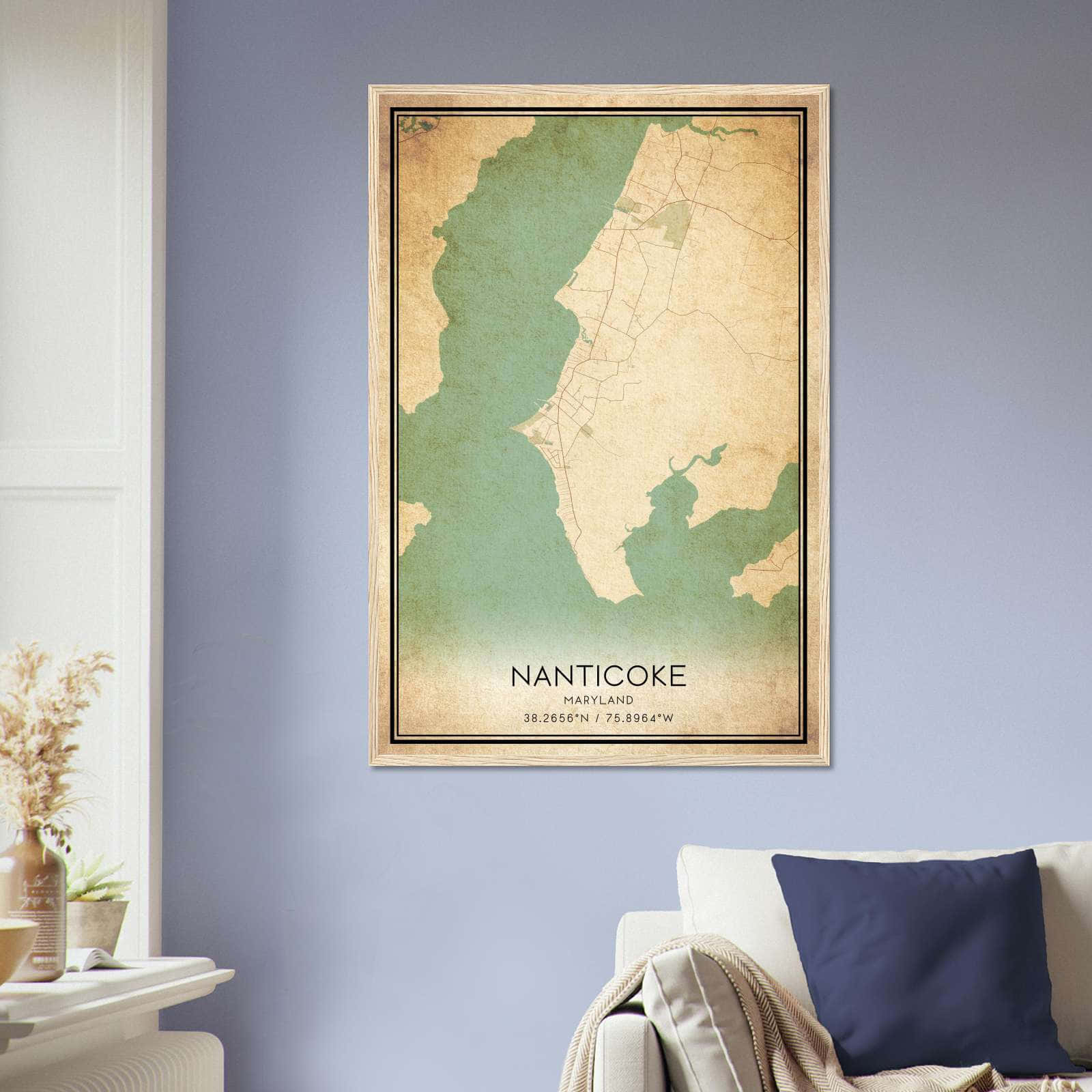 Vintage Nanticoke Maryland Map Poster, Nanticoke MD City Road Wall Art ...
