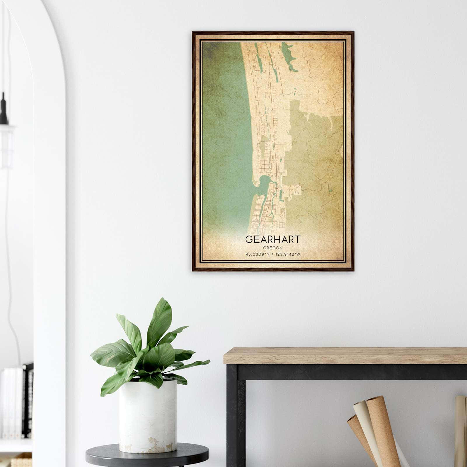 Vintage Gearhart Oregon Map Poster, Gearhart OR City Road Wall Art ...