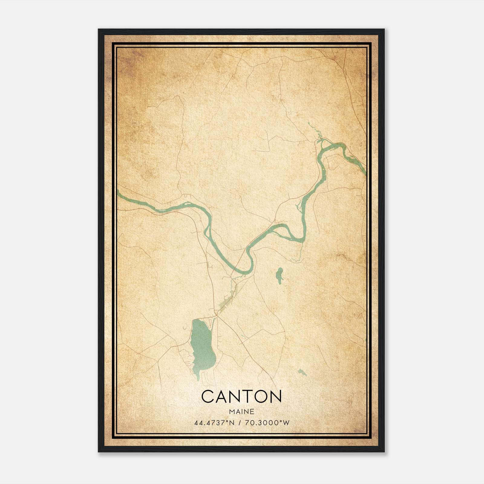 Vintage Canton Maine Map Poster, Canton ME City Road Wall Art Print ...