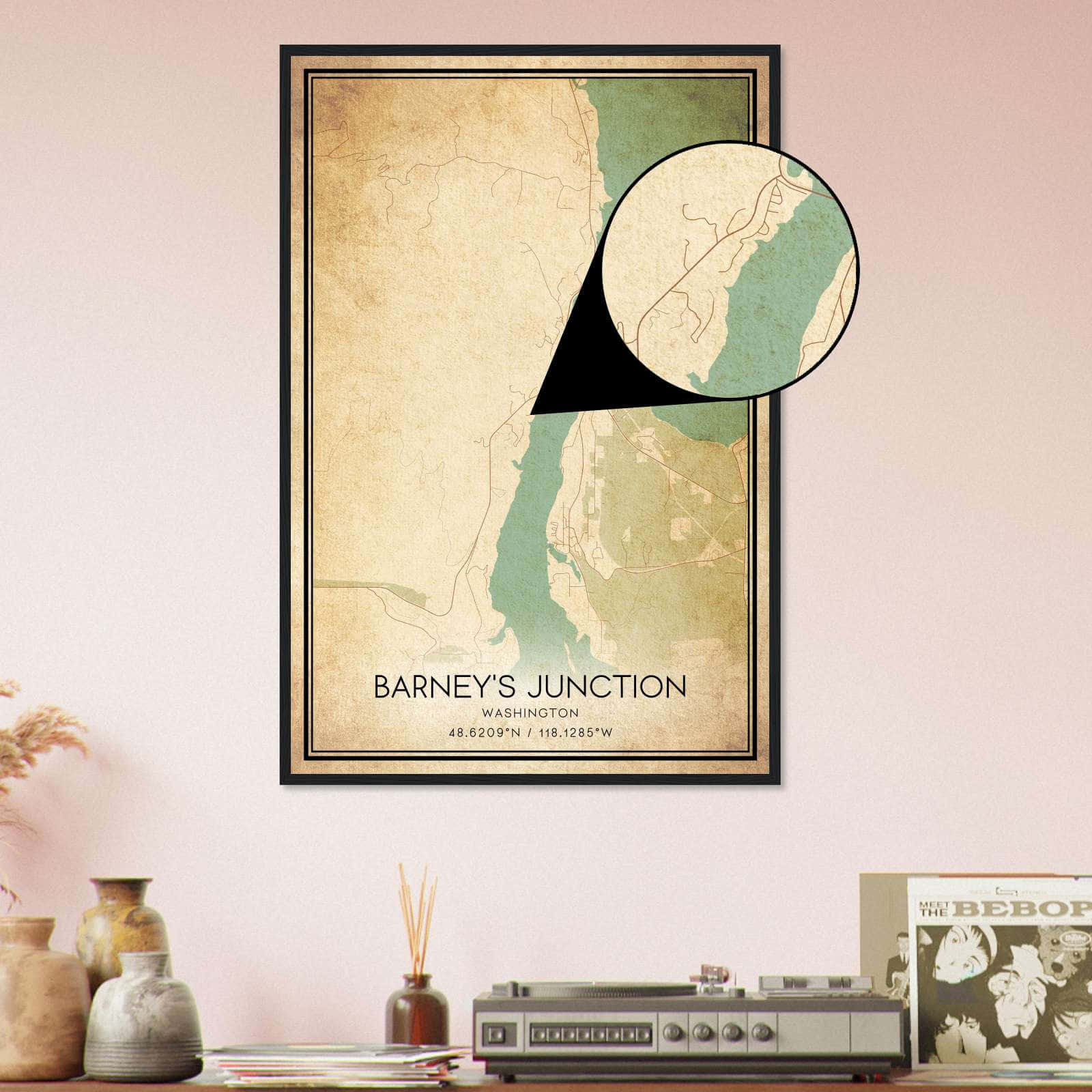 Vintage Barney's Junction Washington Map Poster, Barney's Junction WA ...