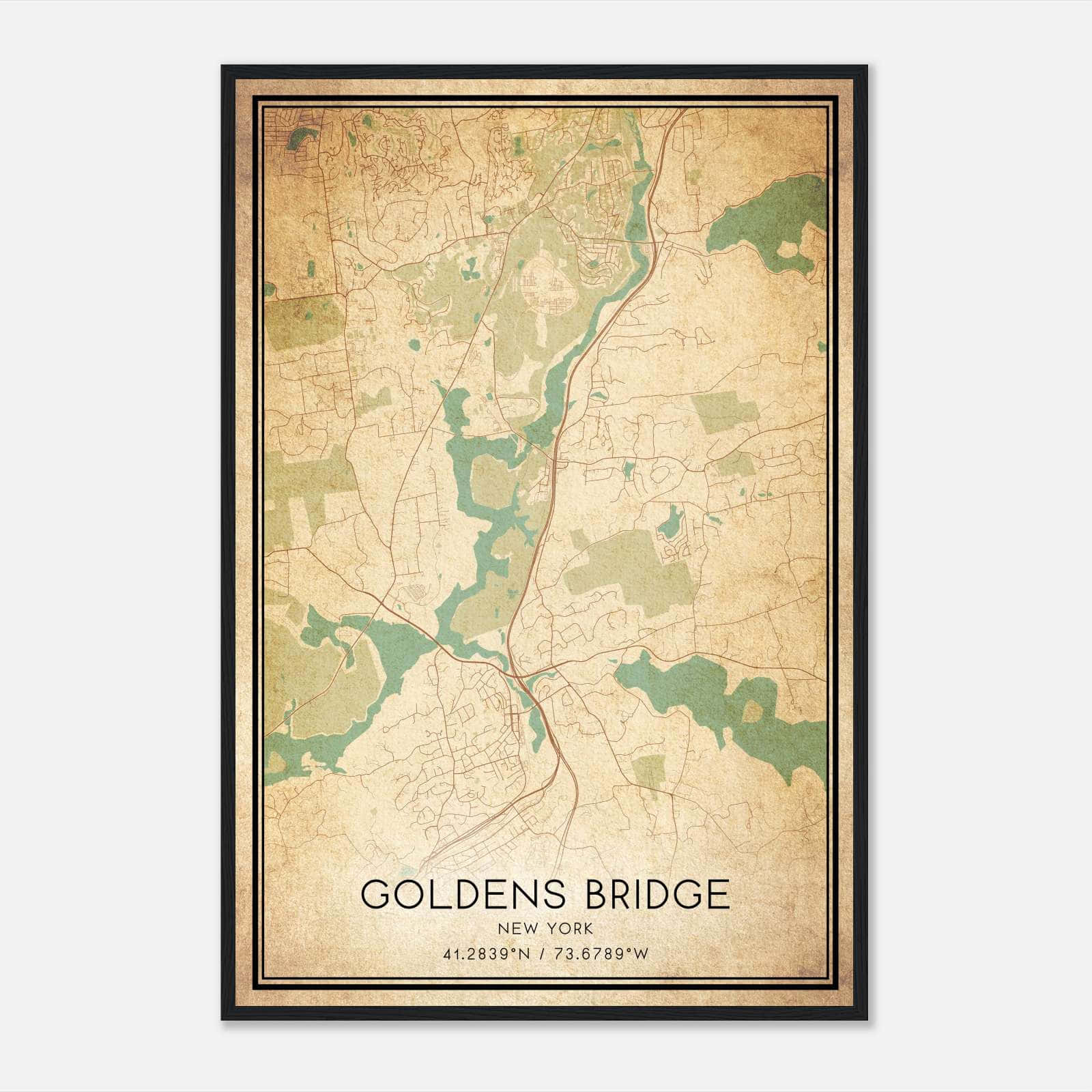 Vintage Goldens Bridge New York Map Poster, Goldens Bridge NY City Road ...