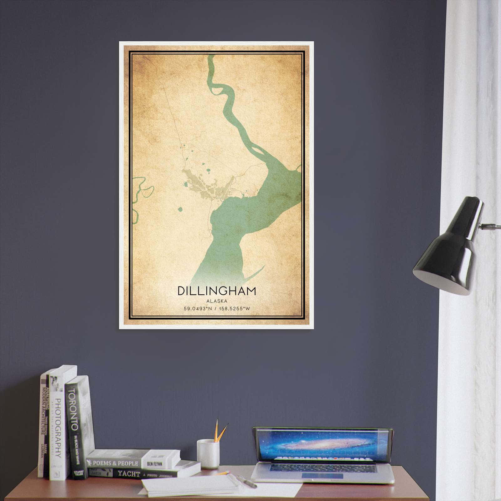 Vintage Dillingham Alaska Map Poster, Dillingham AK City Road Wall Art ...