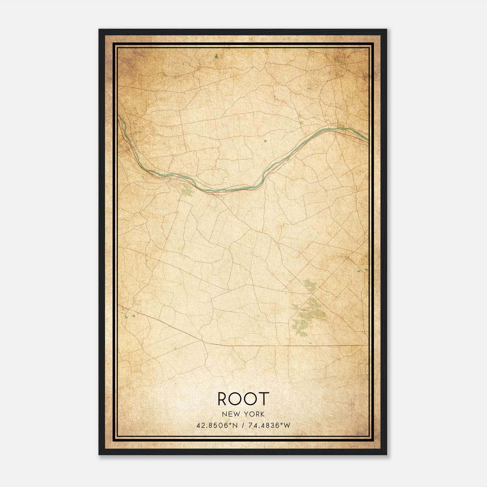 Vintage Root New York Map Poster, Root NY City Road Wall Art Print ...