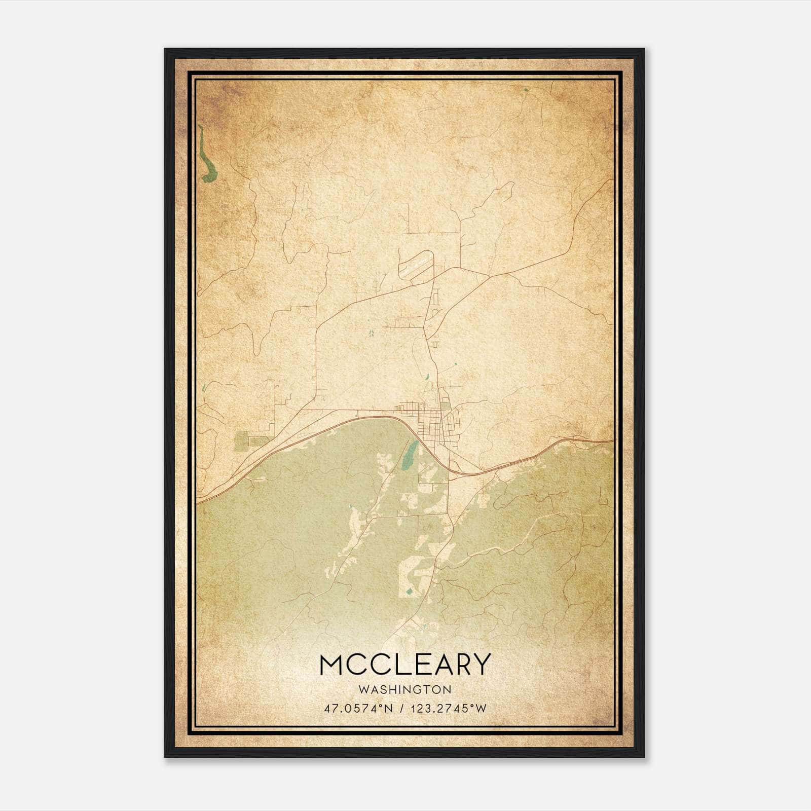 Vintage Mccleary Washington Map Poster, Mccleary WA City Road Wall Art ...