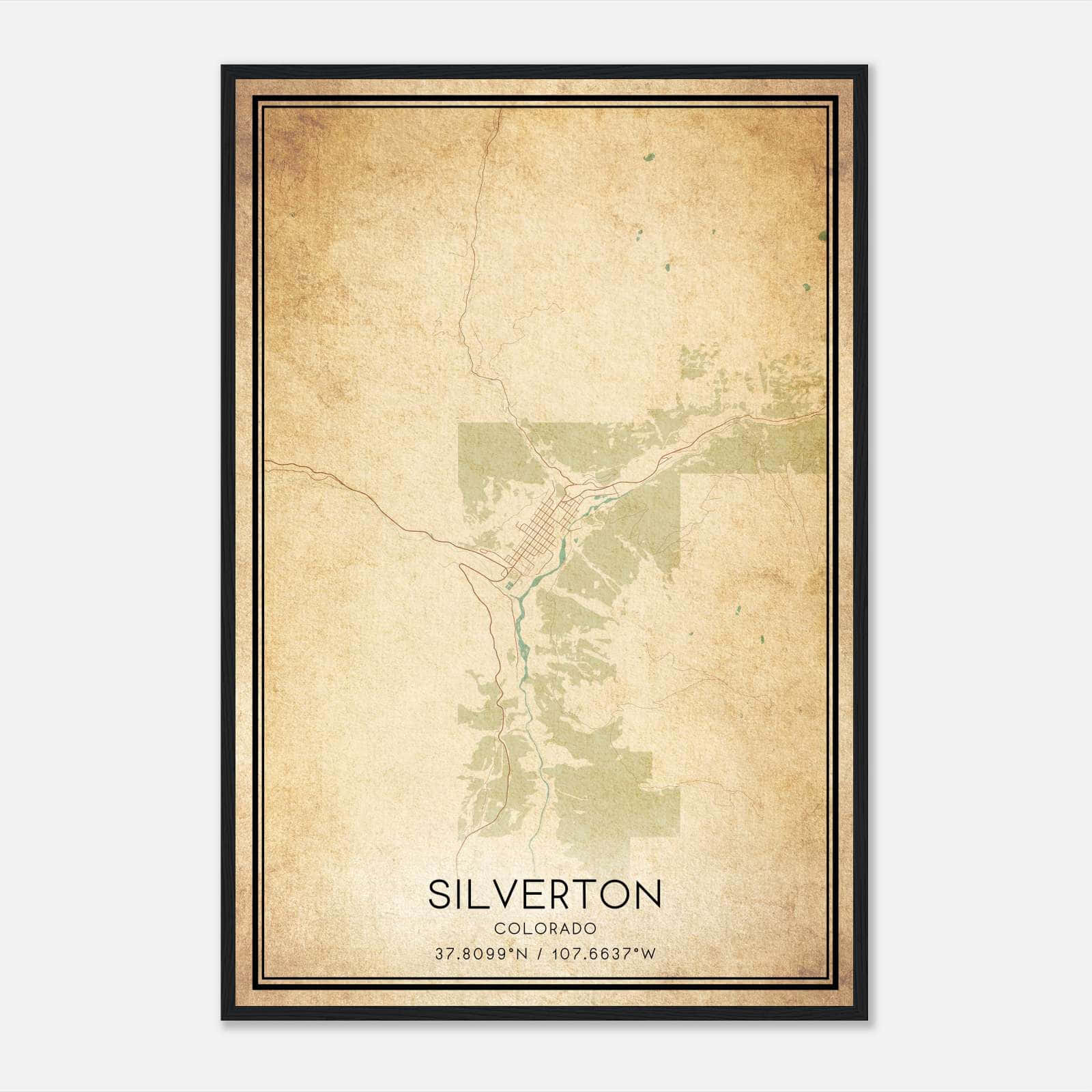 Vintage Silverton Colorado Map Poster, Silverton CO City Road Wall Art ...