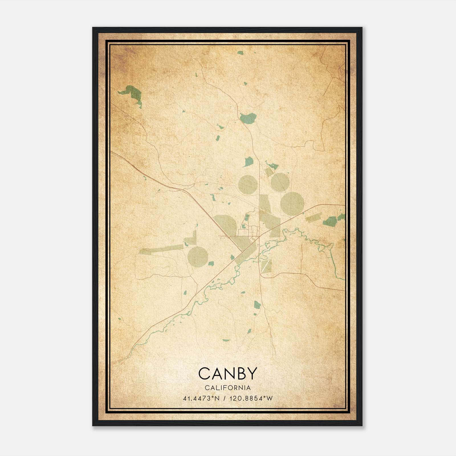 Vintage Canby California Map Poster, Canby CA City Road Wall Art Print ...