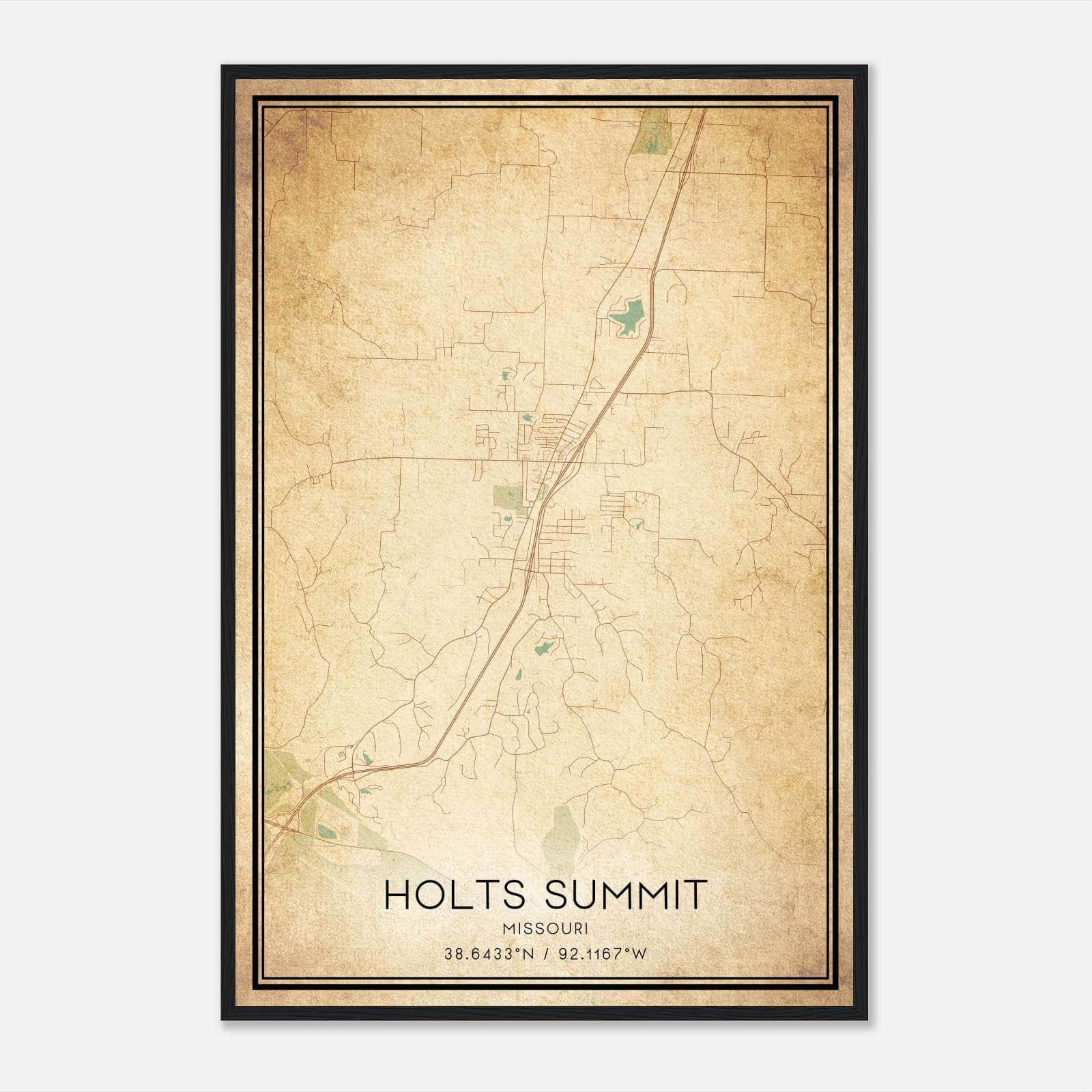 Vintage Holts Summit Missouri Map Poster, Holts Summit MO City Road ...