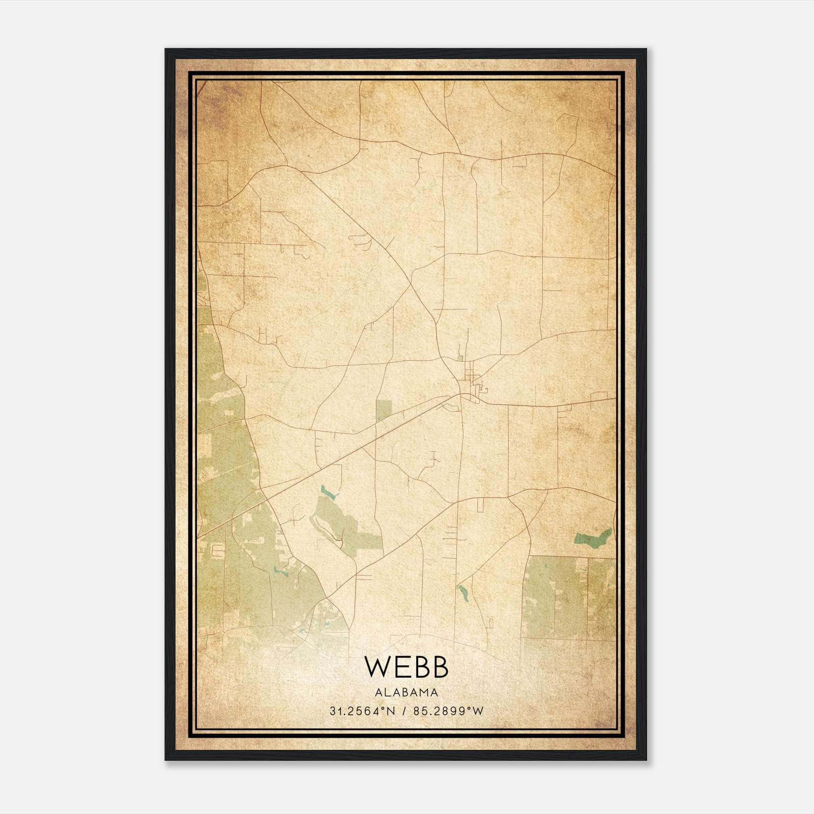 Vintage Webb Alabama Map Poster, Webb AL City Road Wall Art Print ...