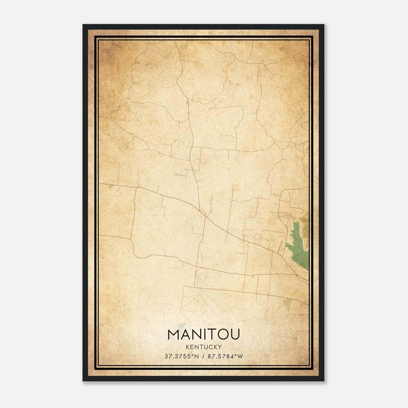 Vintage Manitou Kentucky Map Poster, Manitou KY City Road Wall Art ...