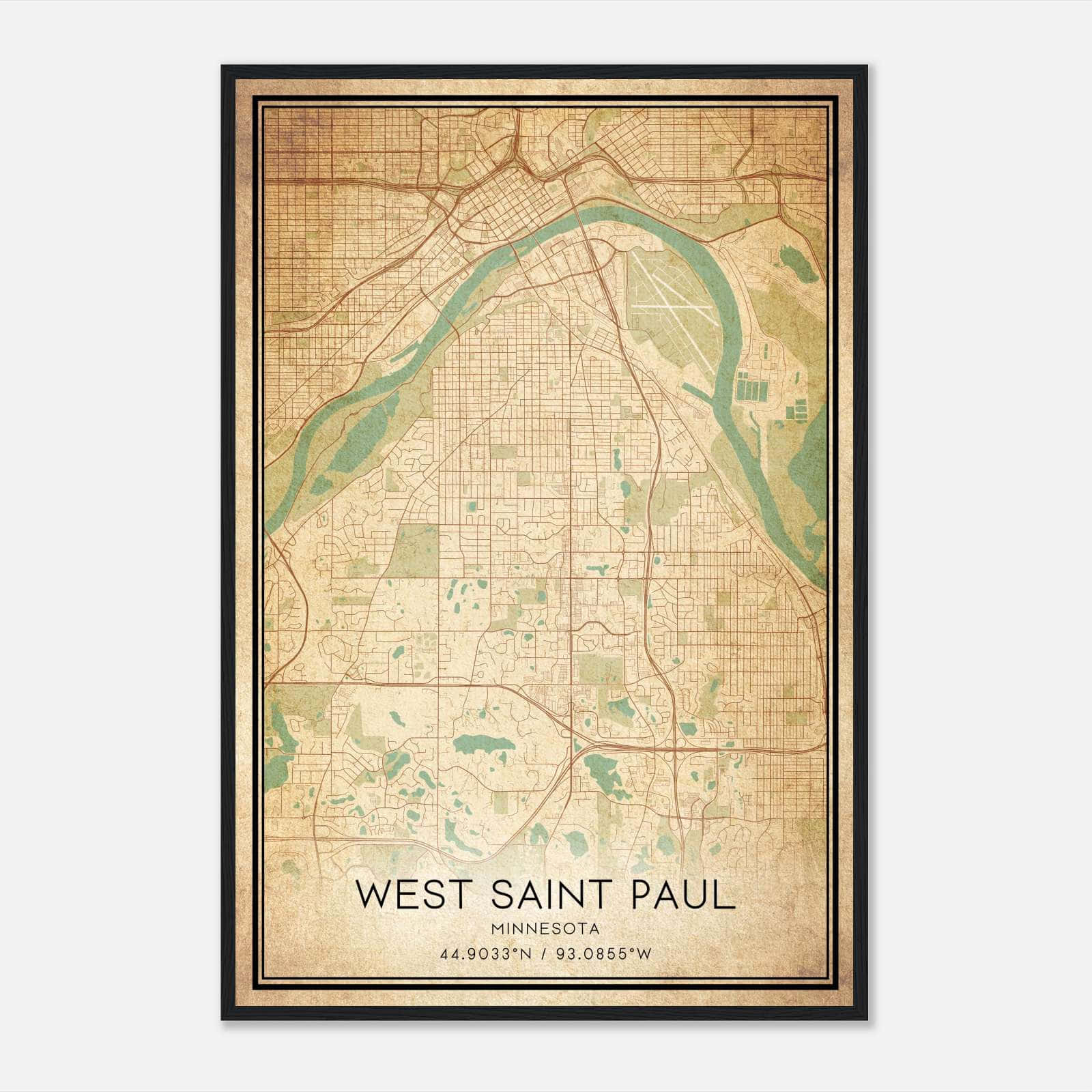 Vintage West Saint Paul Minnesota Map Poster, West Saint Paul MN City ...