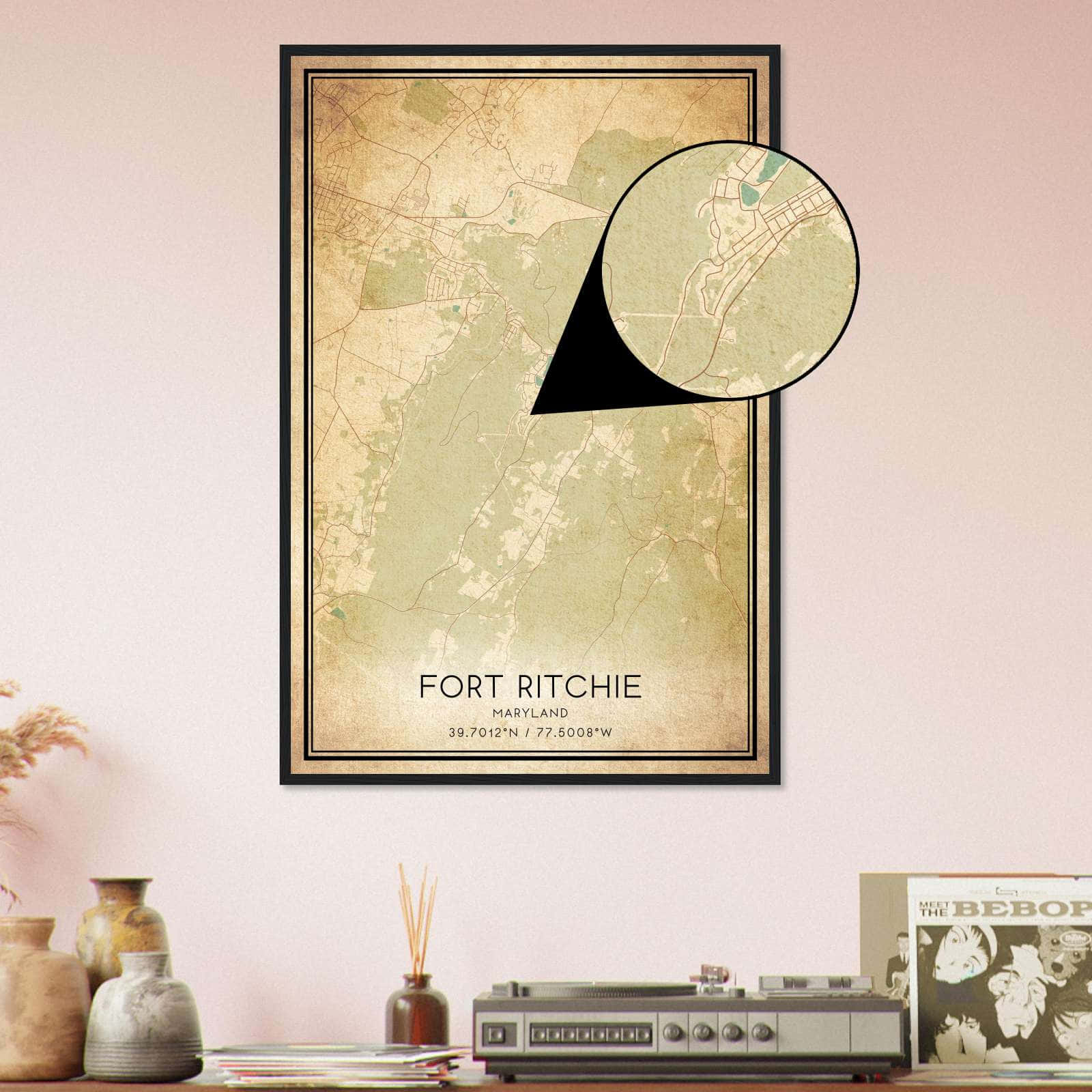 Vintage Fort Ritchie Maryland Map Poster, Fort Ritchie MD City Road ...