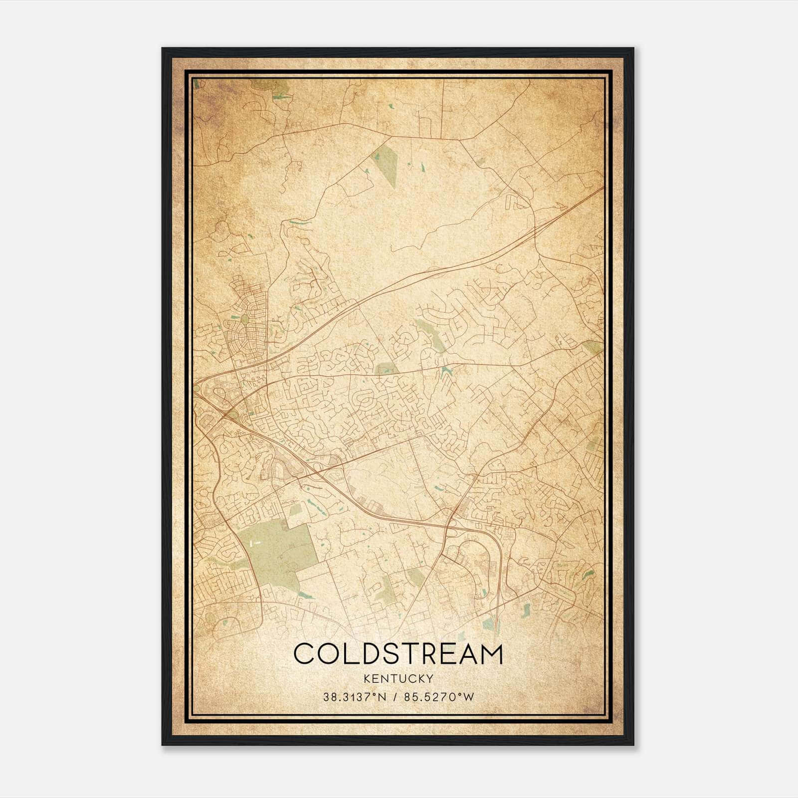 Vintage Coldstream Kentucky Map Poster, Coldstream KY City Road Wall ...