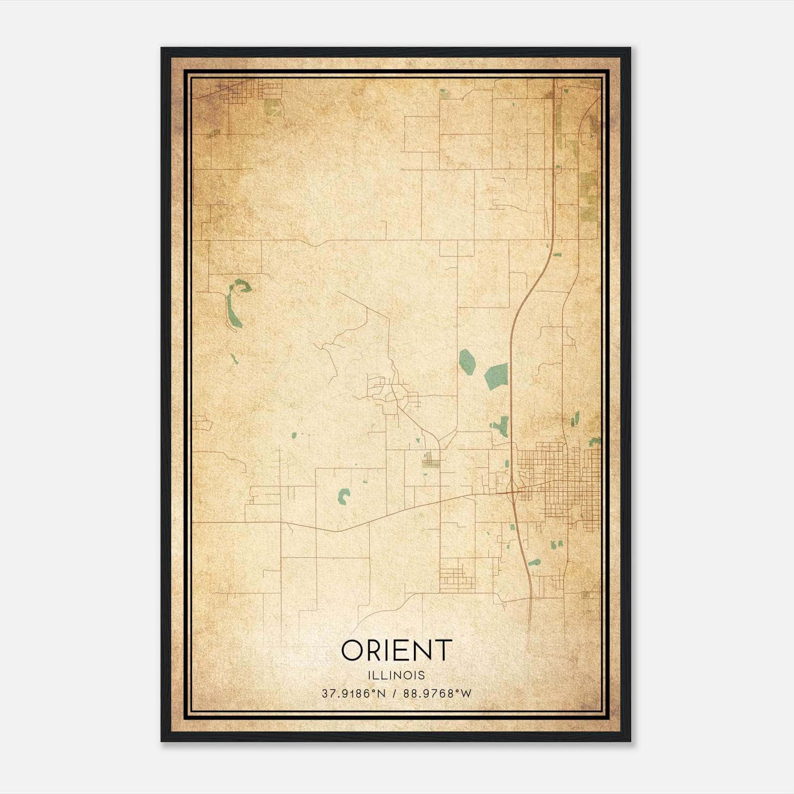 Vintage Orient Illinois Map Poster, Orient IL City Road Wall Art Print ...
