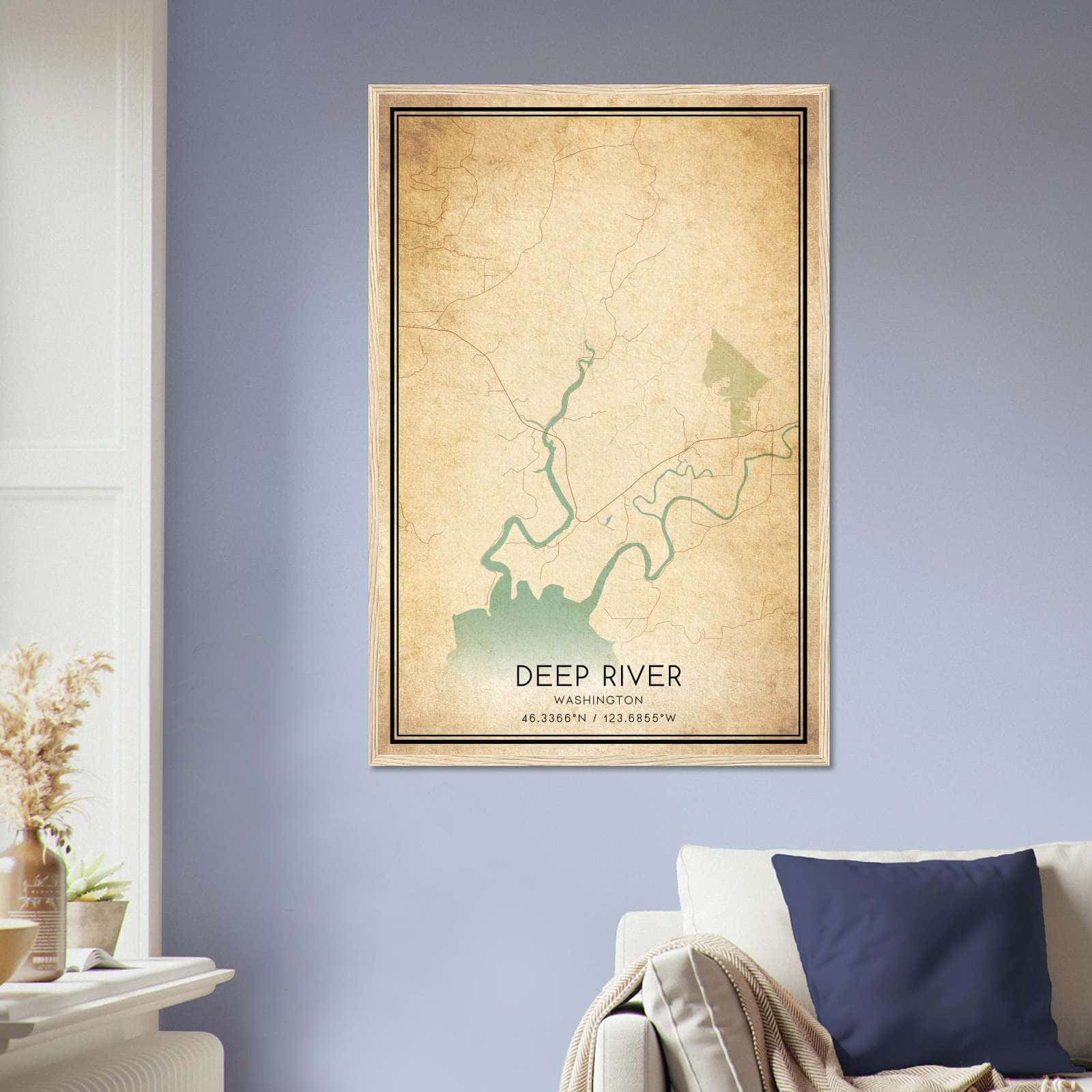 Vintage Deep River Washington Map Poster, Deep River WA City Road Wall ...