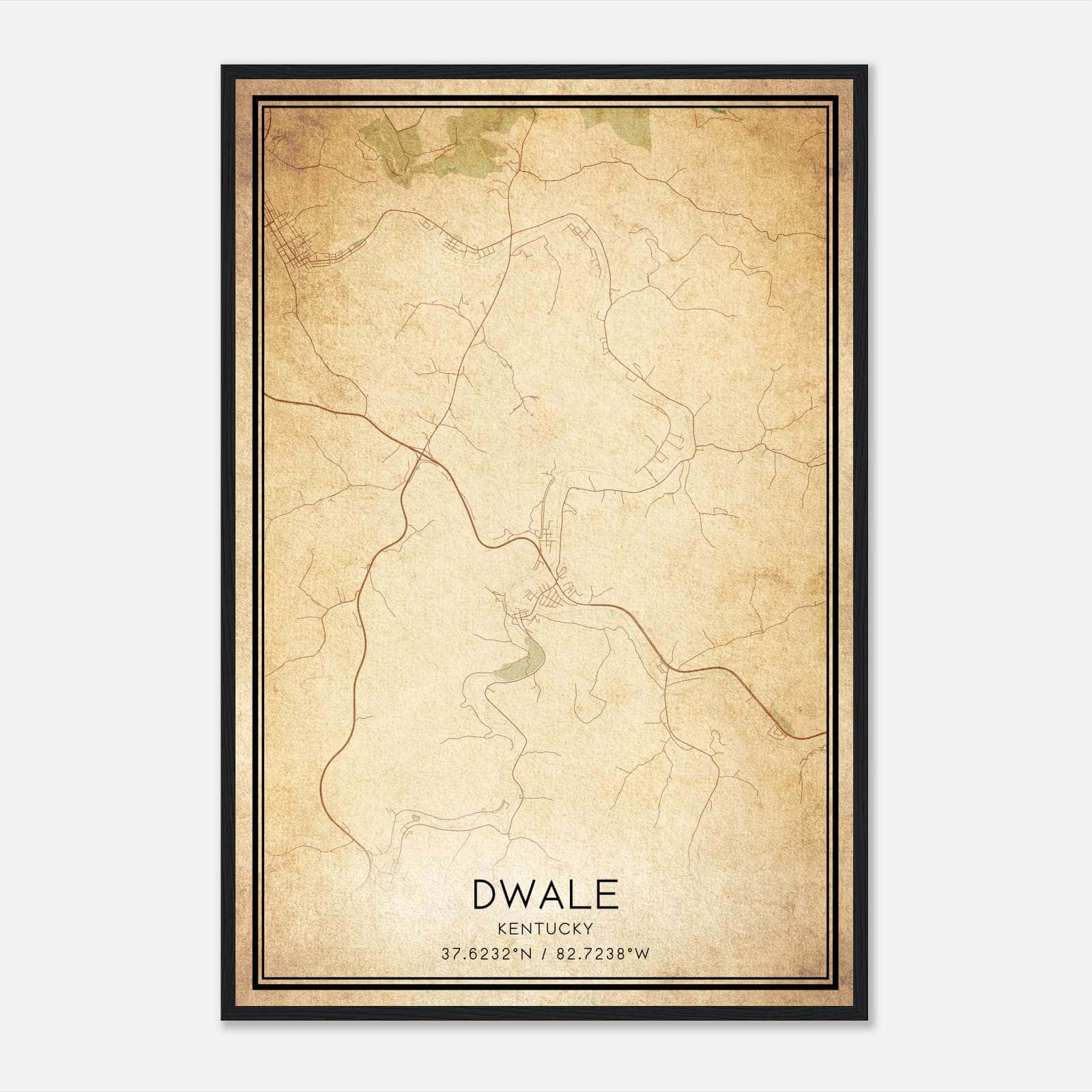 Vintage Dwale Kentucky Map Poster, Dwale KY City Road Wall Art Print ...