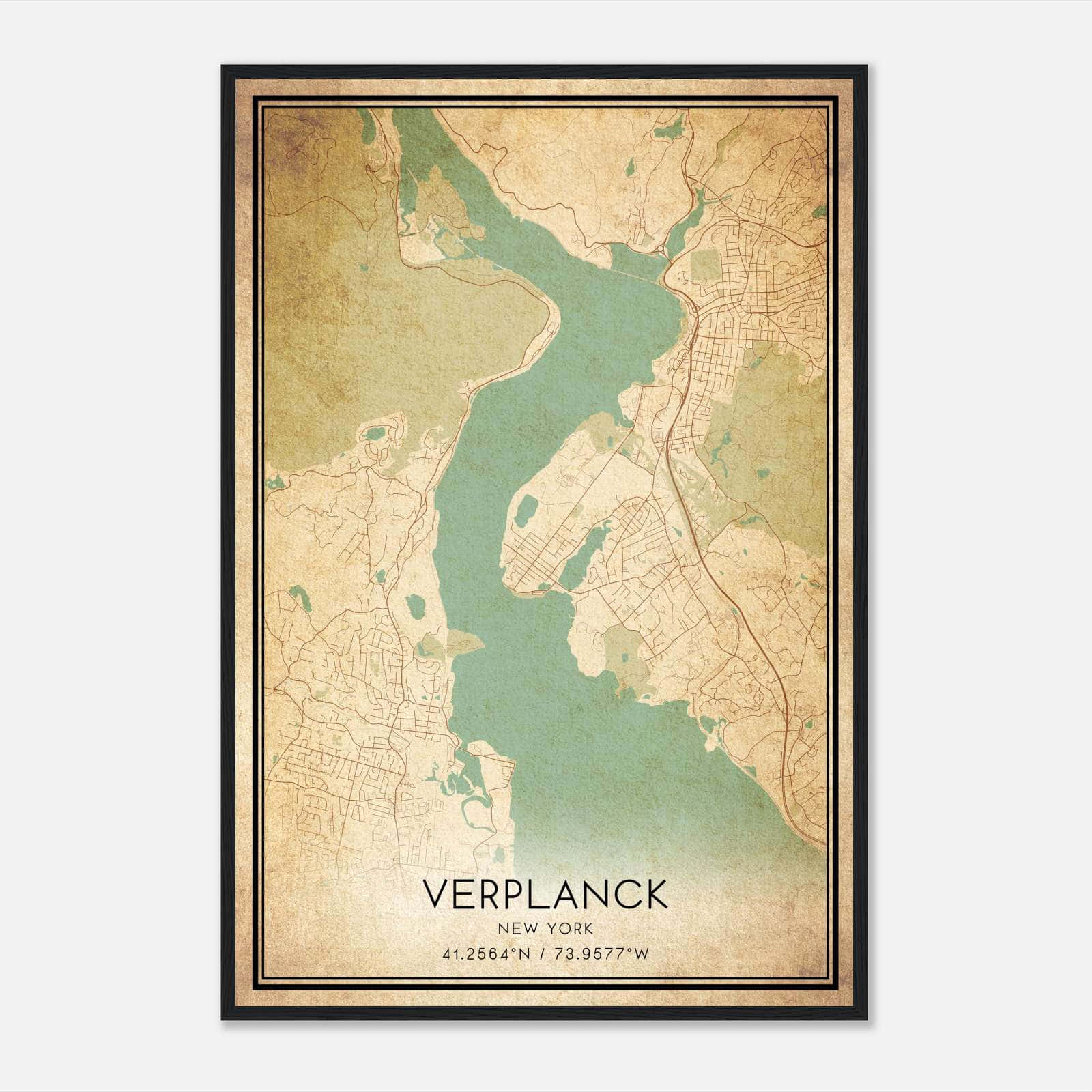 Vintage Verplanck New York Map Poster, Verplanck NY City Road Wall Art ...