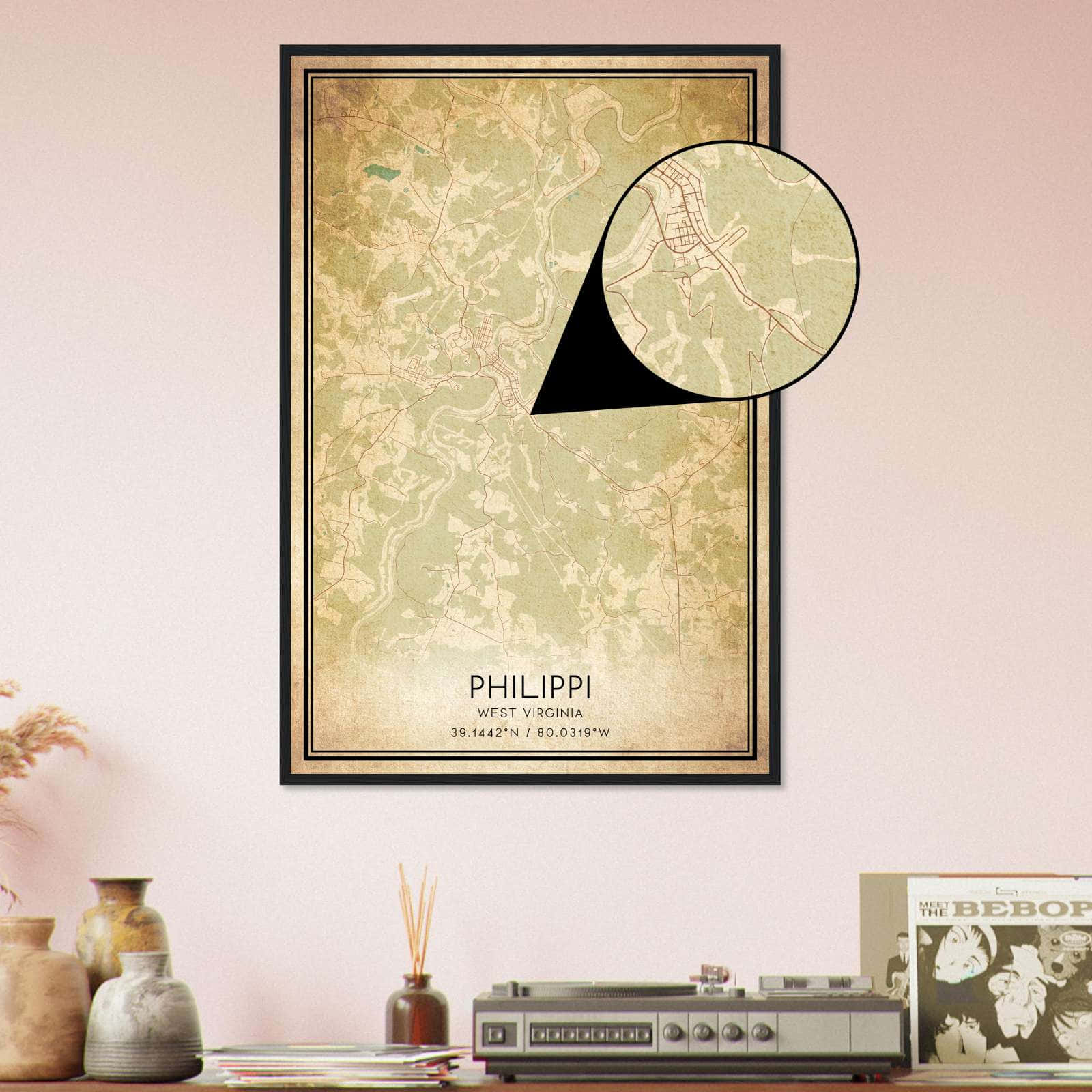 Vintage Philippi West Virginia Map Poster, Philippi WV City Road Wall ...