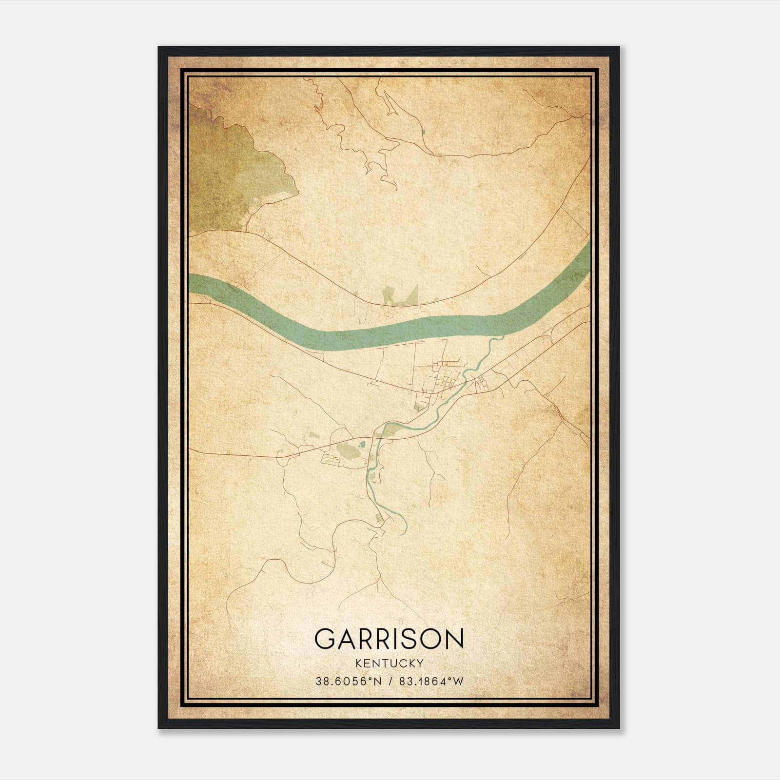 Vintage Garrison Kentucky Map Poster, Garrison KY City Road Wall Art ...