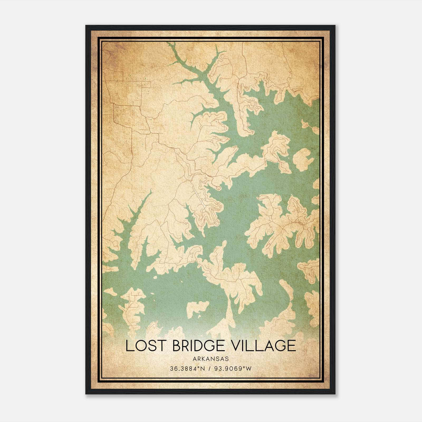 Vintage Lost Bridge Village Arkansas Map Poster, Lost Bridge Village AR ...