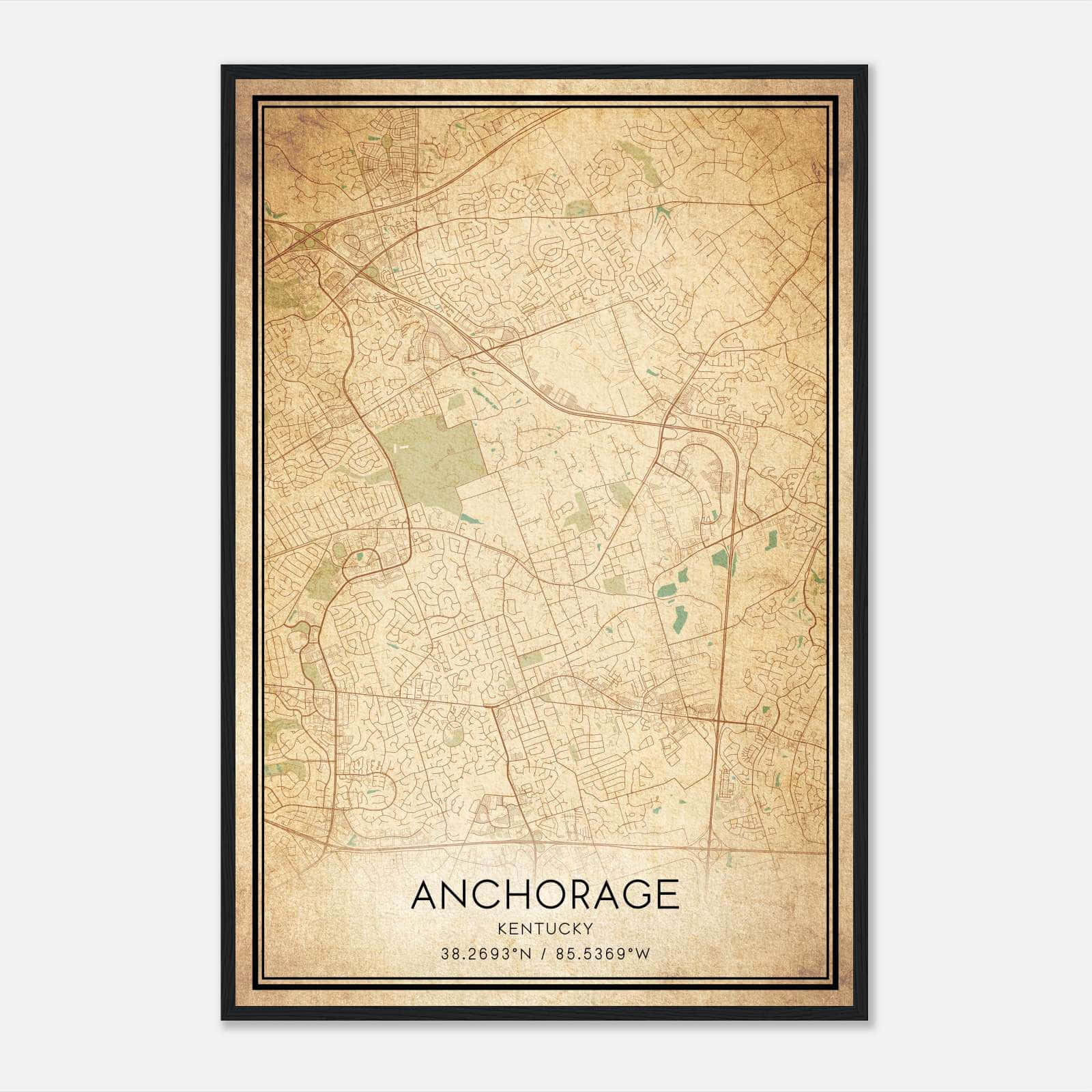 Vintage Anchorage Kentucky Map Poster, Anchorage KY City Road Wall Art ...
