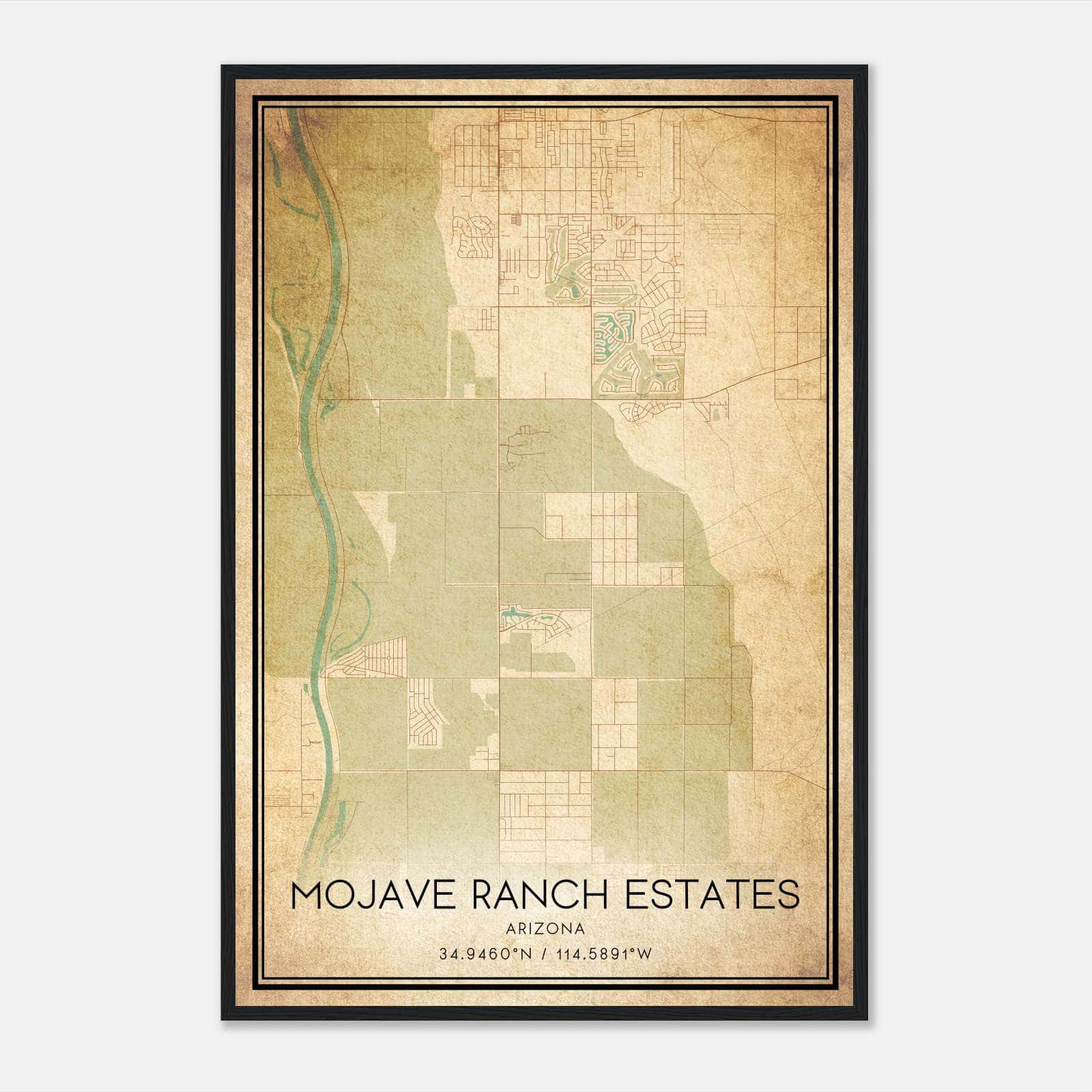 Vintage Mojave Ranch Estates Arizona Map Poster, Mojave Ranch Estates ...